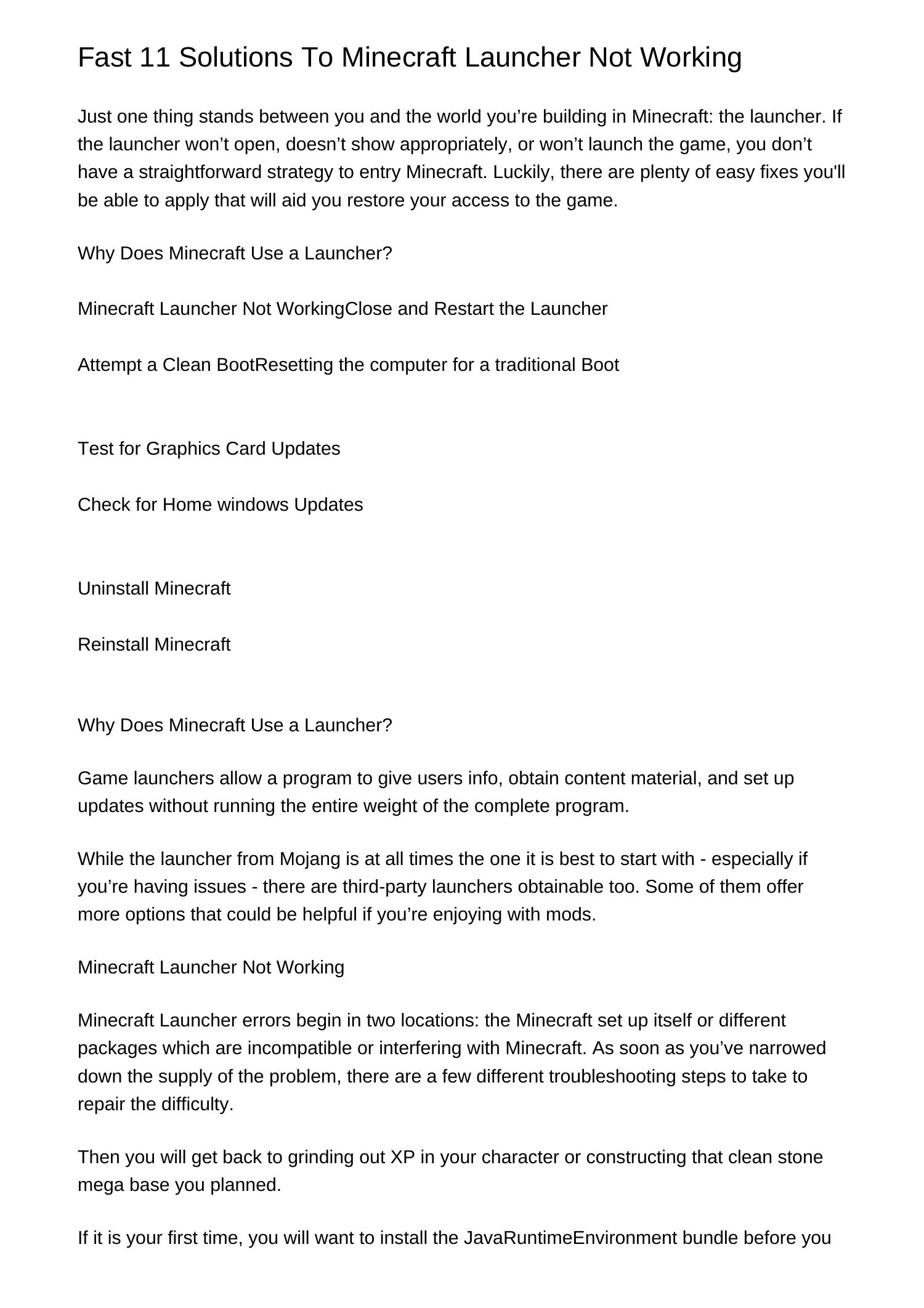 Quick 11 Solutions To Minecraft Launcher Not Workingtjduz.pdf.pdf ...