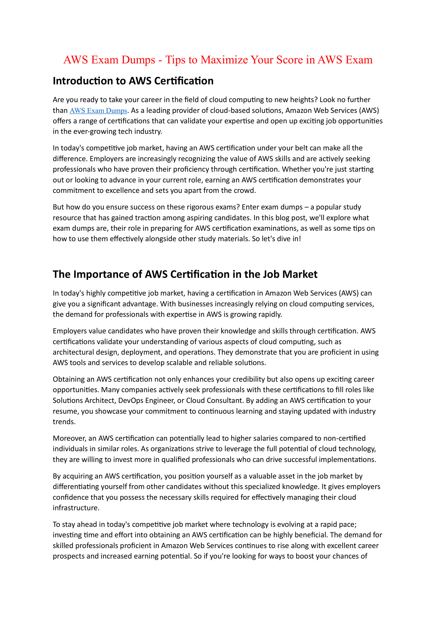 AWS Exam Dumps.pdf | DocDroid