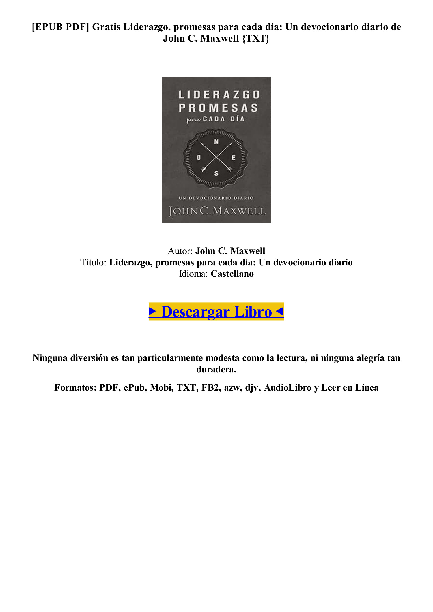 Descargar (Libro) Liderazgo, promesas para cada día Un devocionario diario de John C. Maxwell ...