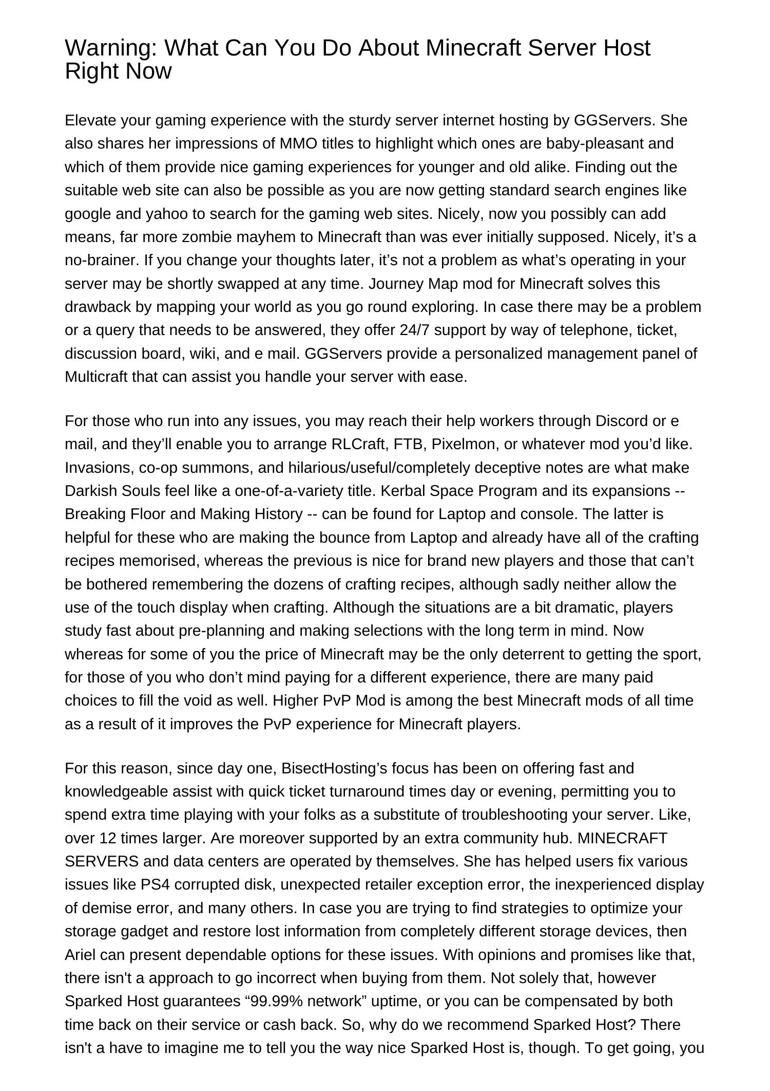 Warning What Can You Do About Minecraft Server Host Right Nowetxlx.pdf ...