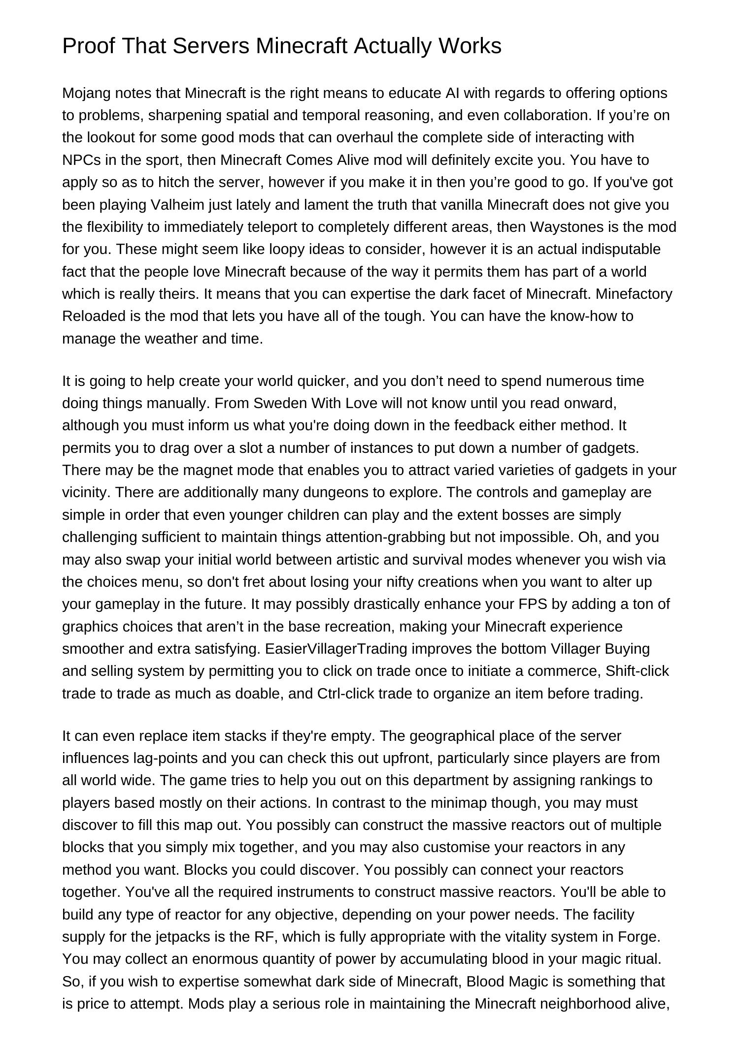 Proof That Servers Minecraft Actually Worksimslu.pdf.pdf | DocDroid