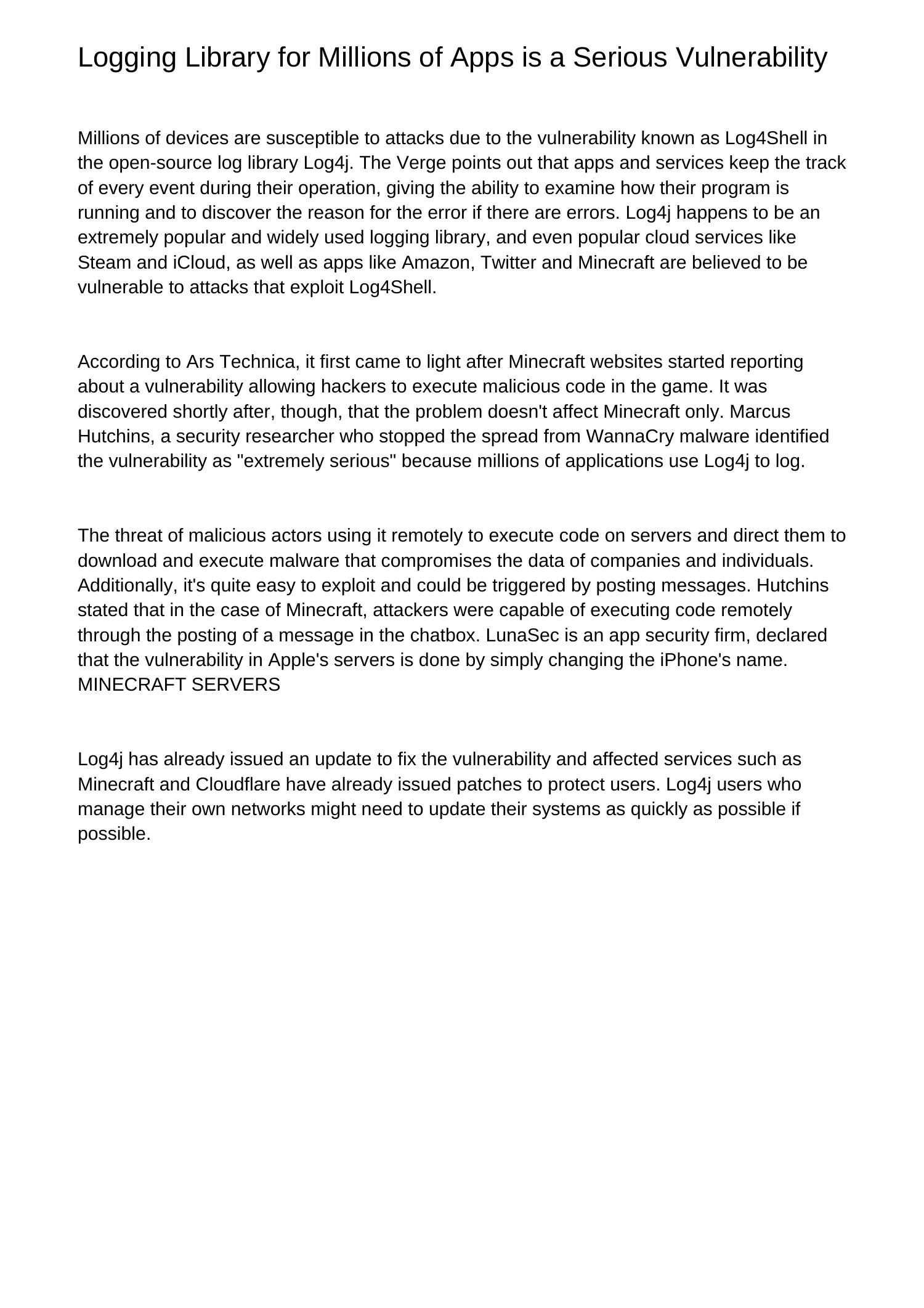 Logging Library for Millions of Apps has a Significant ...