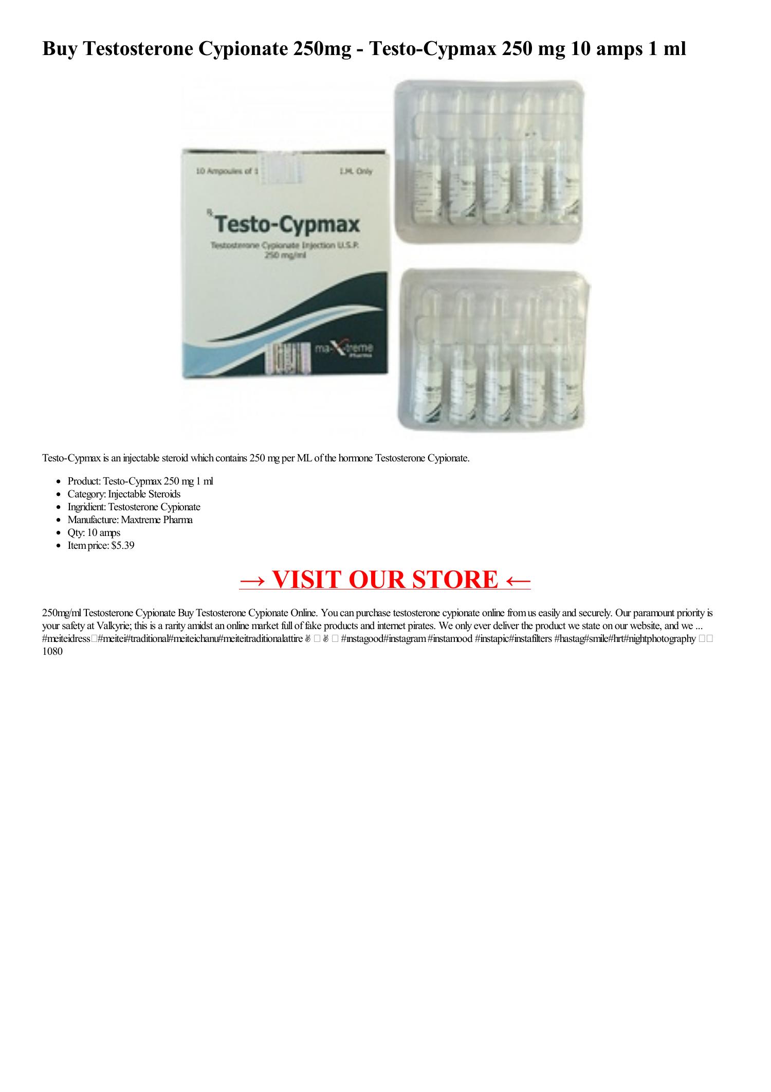 Buy Testosterone Cypionate 250mg Testo-Cypmax 250 mg 10 amps 1 ml-html ...