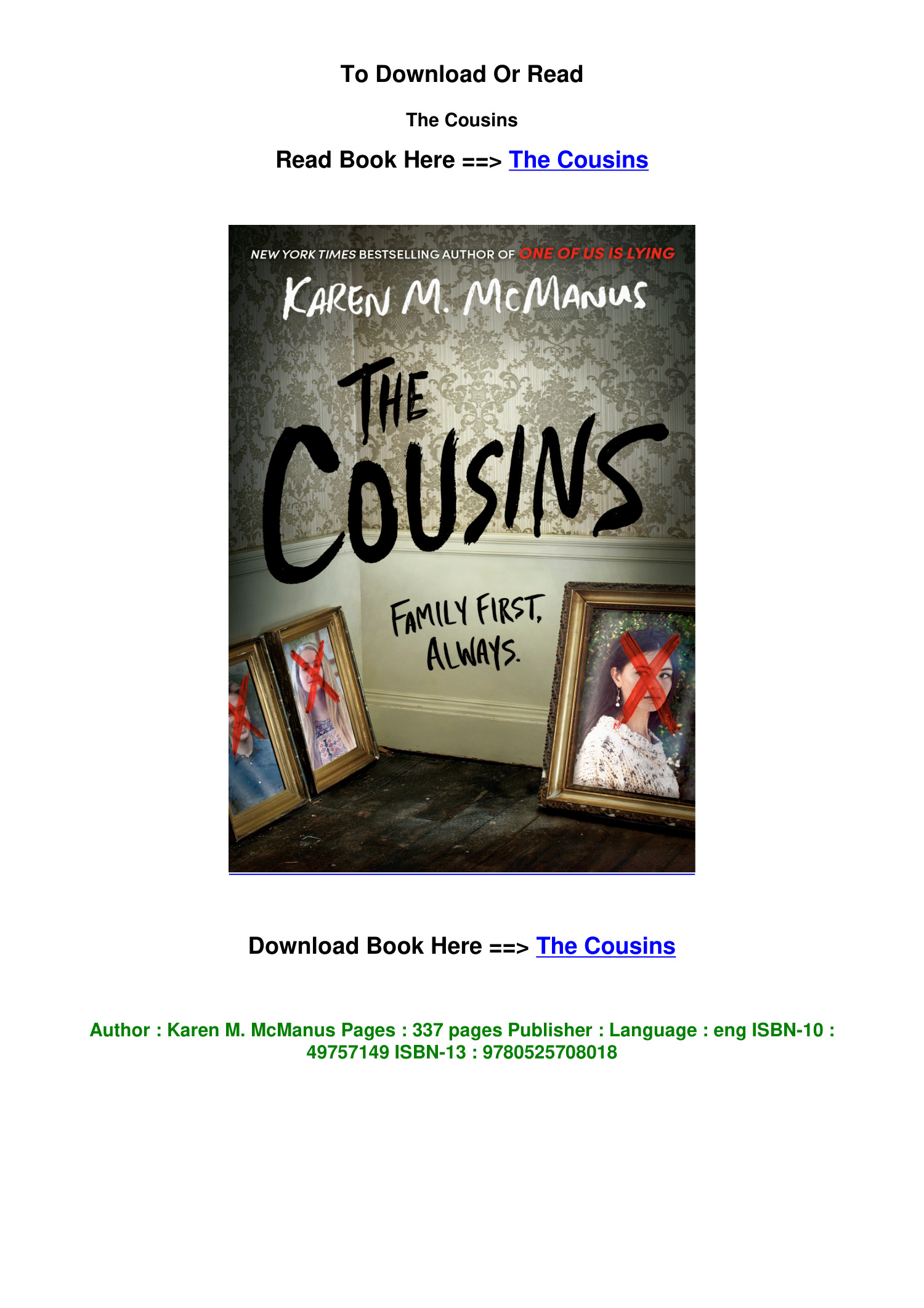 epub download The Cousins BY Karen M McManus.pdf | DocDroid