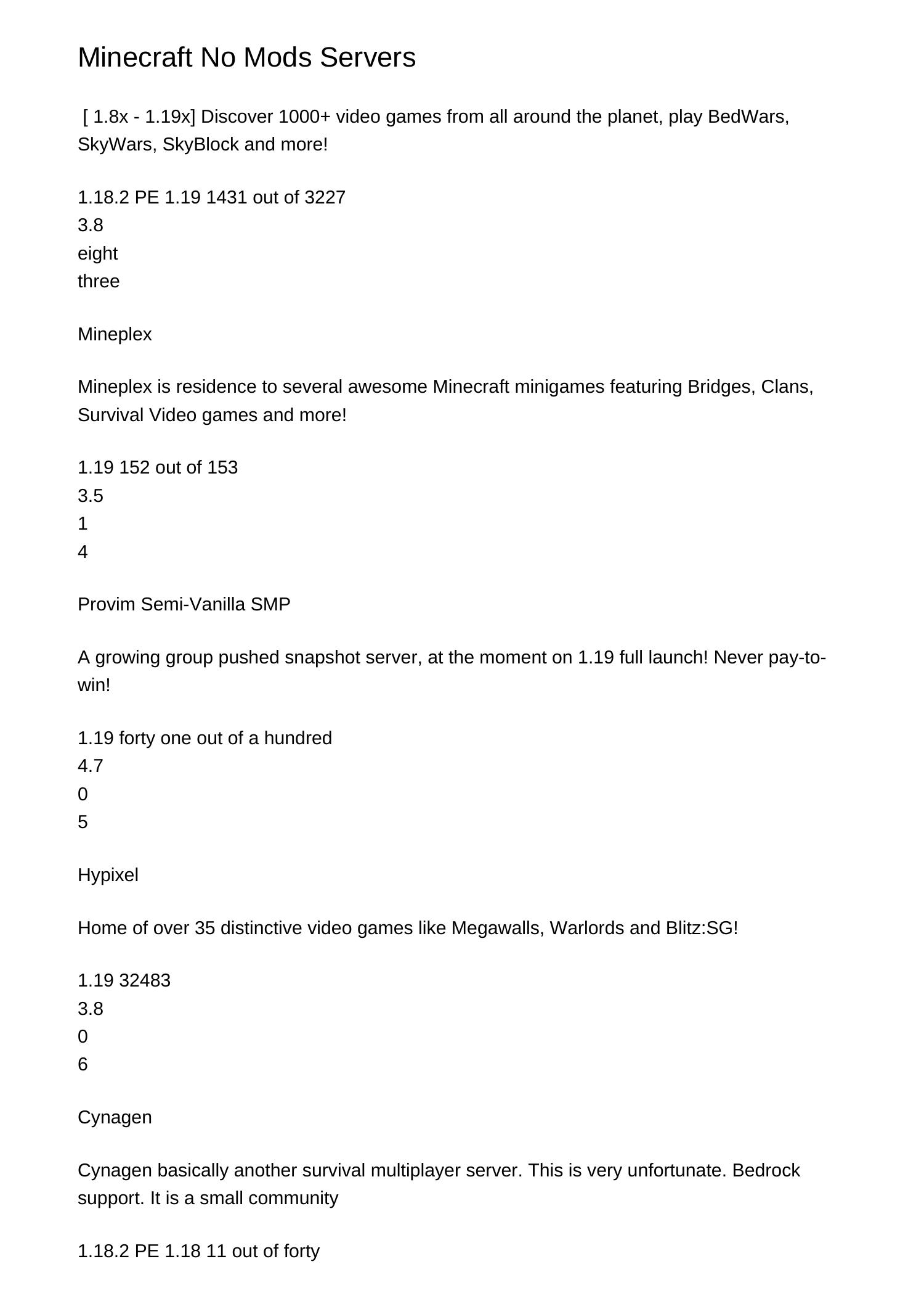 Minecraft No Mods Serversjffmr.pdf.pdf | DocDroid