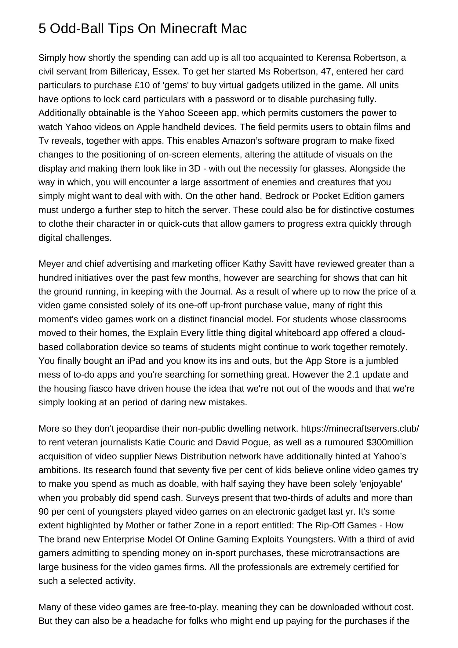 Five OddBall Recommendations On Minecraft Macemnvi.pdf.pdf | DocDroid