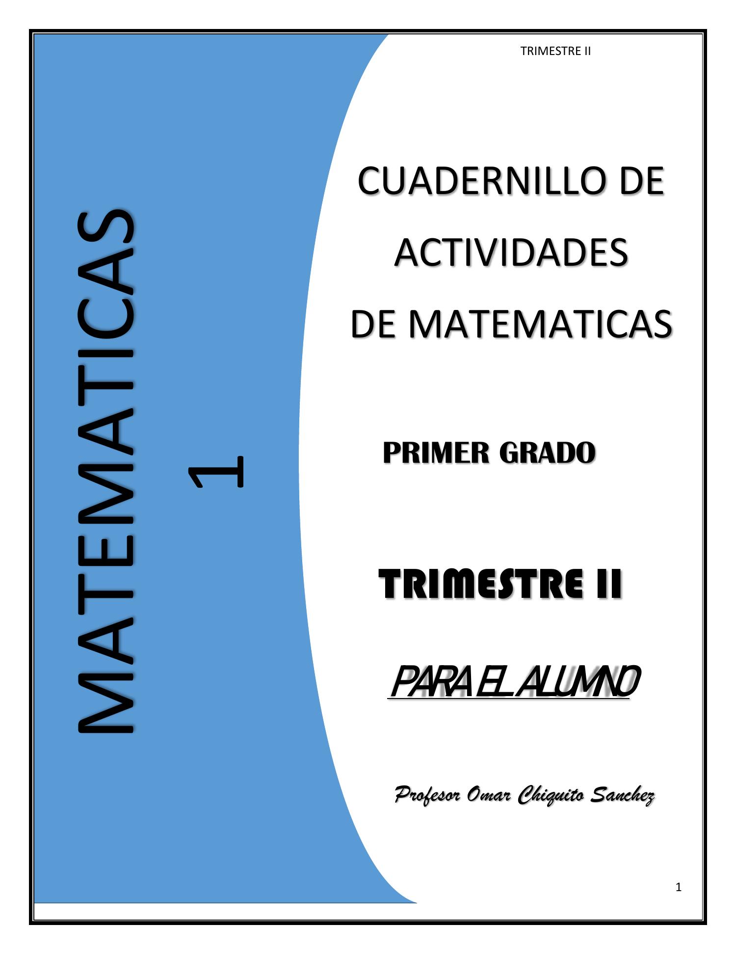 Cuadernillo De Actividades De Matemáticas De Primero Grado De Secundaria - Trimestre II- Alumno ...