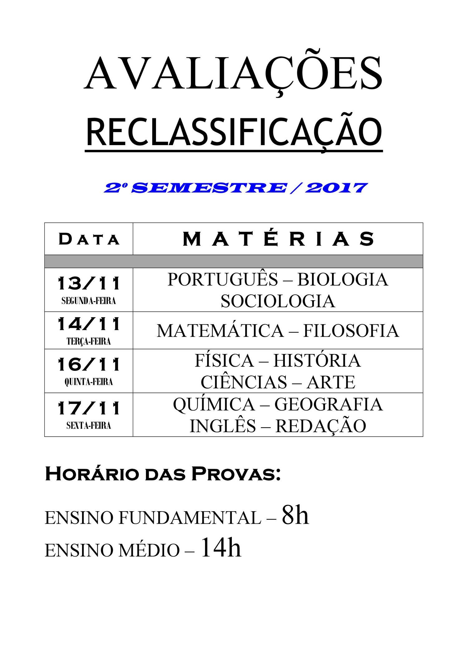 Prova De Reclassificação 1 Ano Do Ensino Medio - RETOEDU