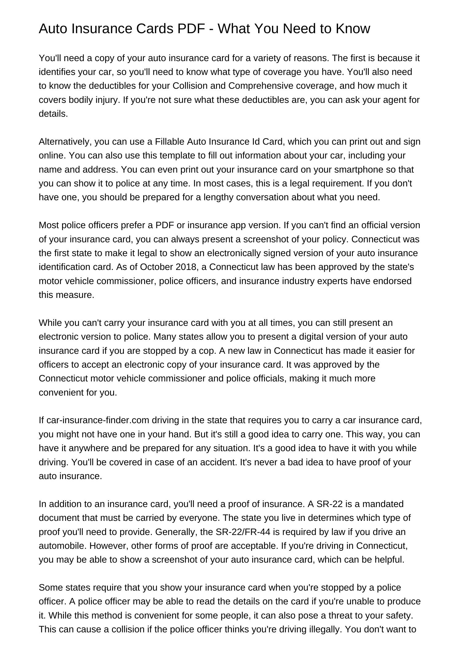 Auto Insurance Cards PDF What You Need to Knowydubp.pdf.pdf | DocDroid