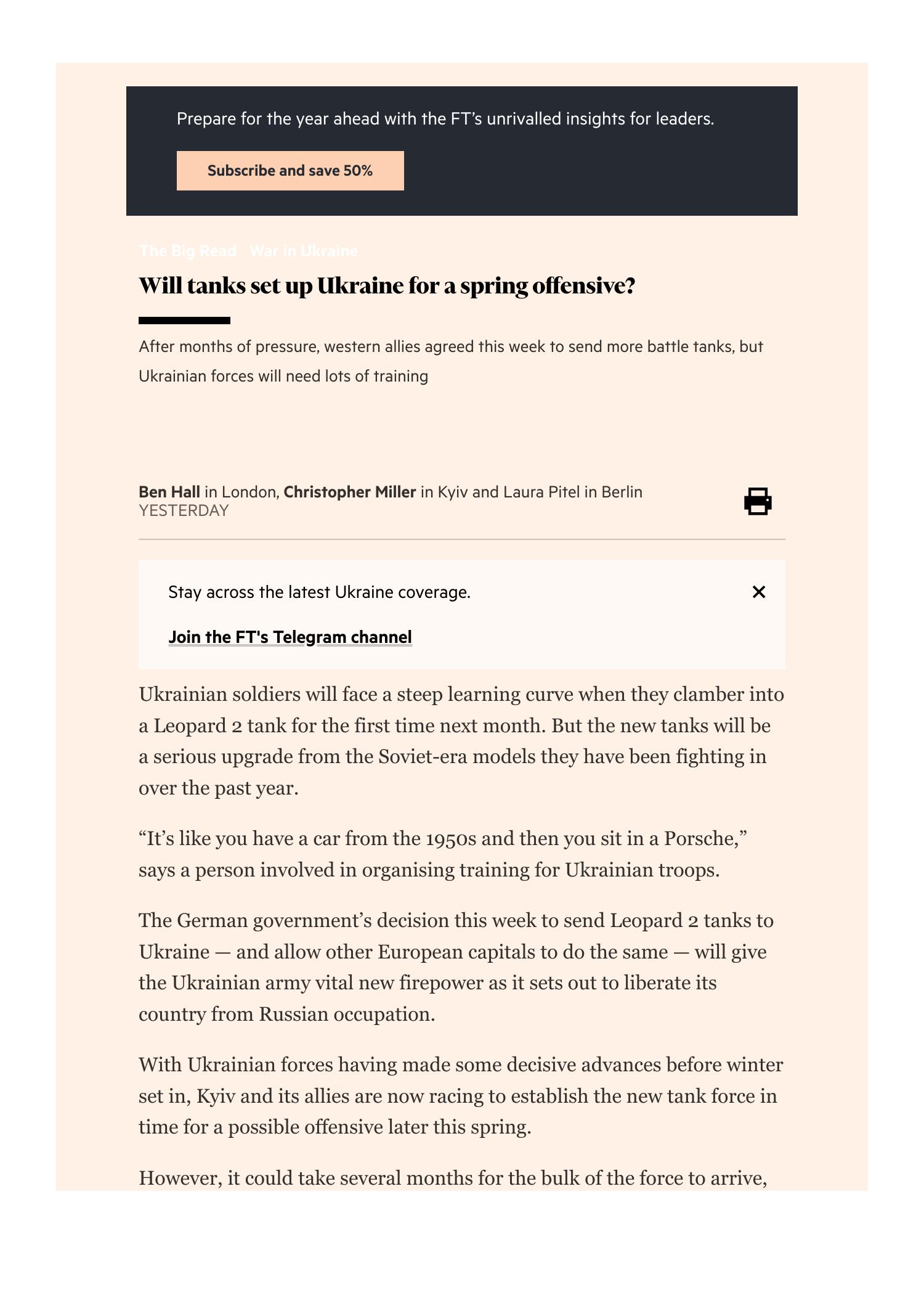 Will tanks set up Ukraine for a spring offensive? | Financial Times.pdf | DocDroid