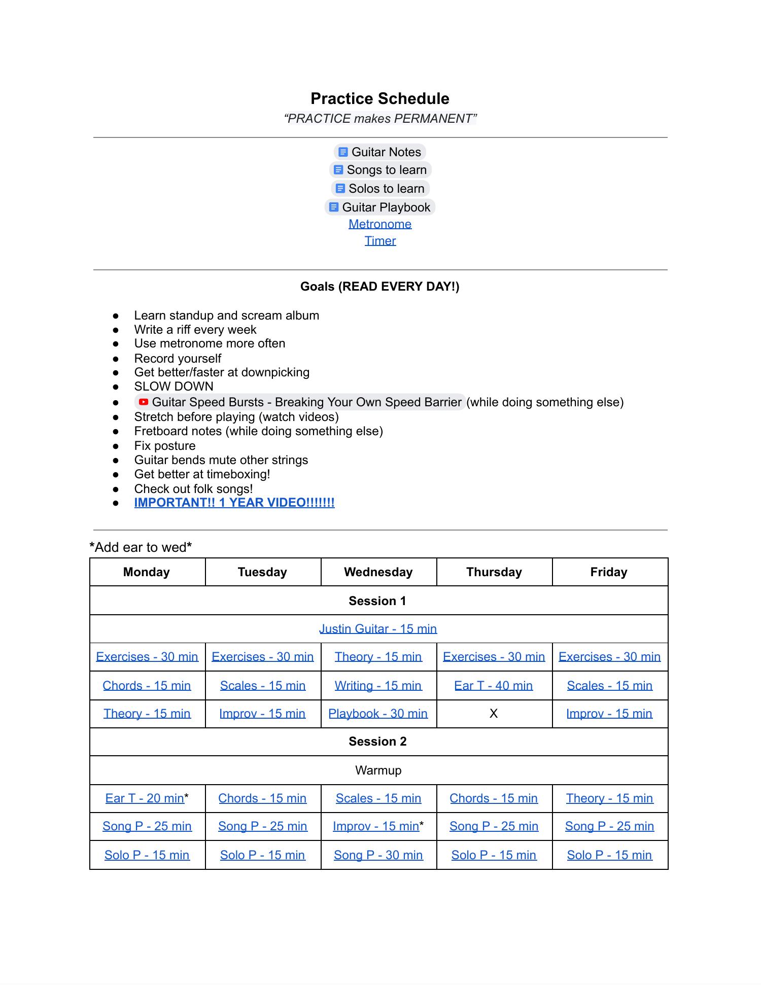 Guitar practice schedule - Google Docs.pdf | DocDroid