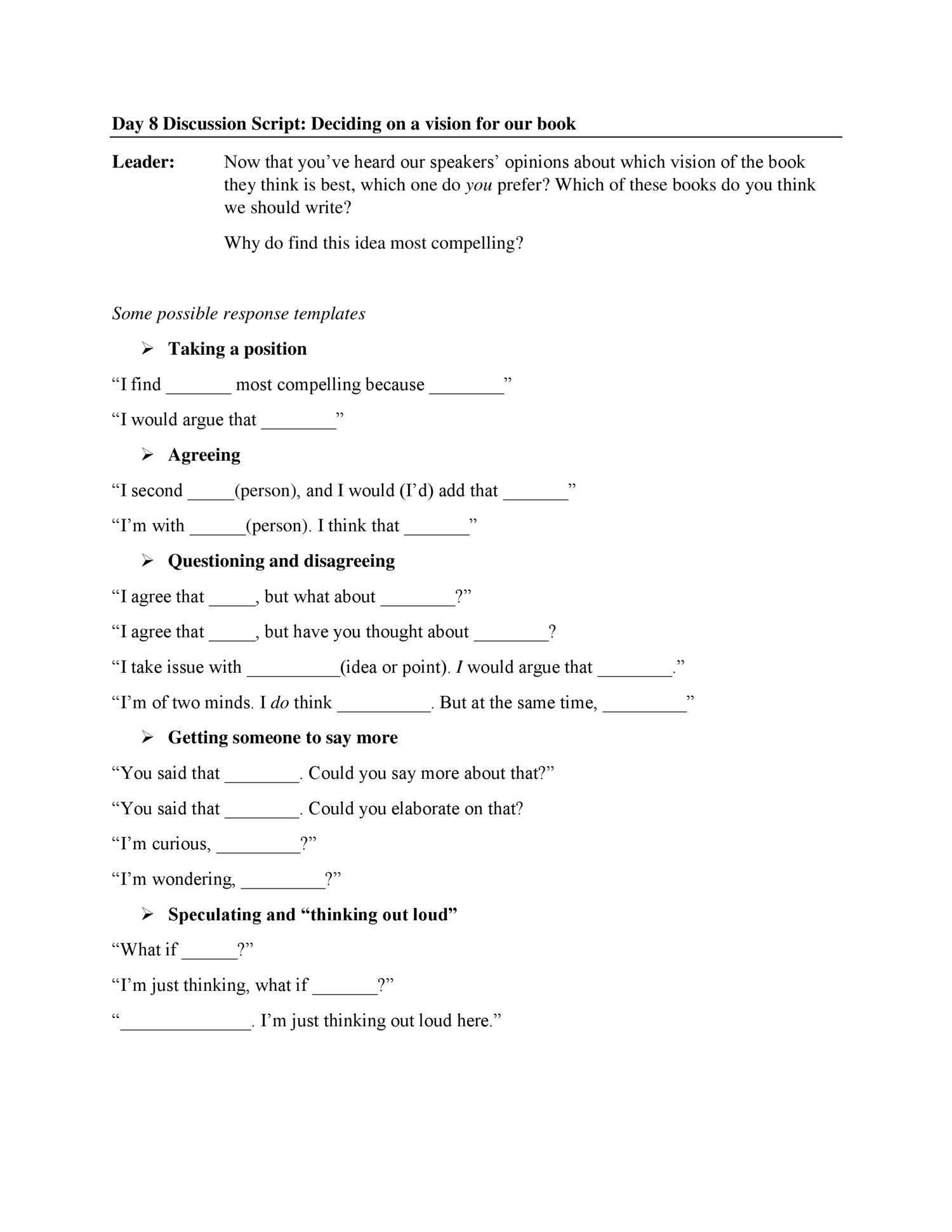 Day 8 Discussion Script.docx | DocDroid