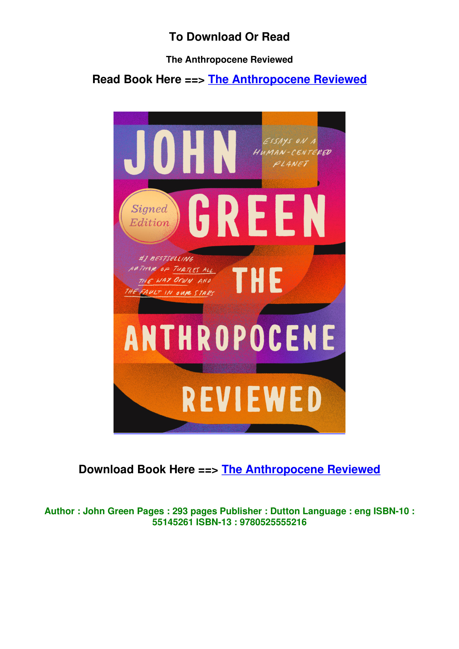 Pdf DOWNLOAD The Anthropocene Reviewed by John Green.pdf | DocDroid