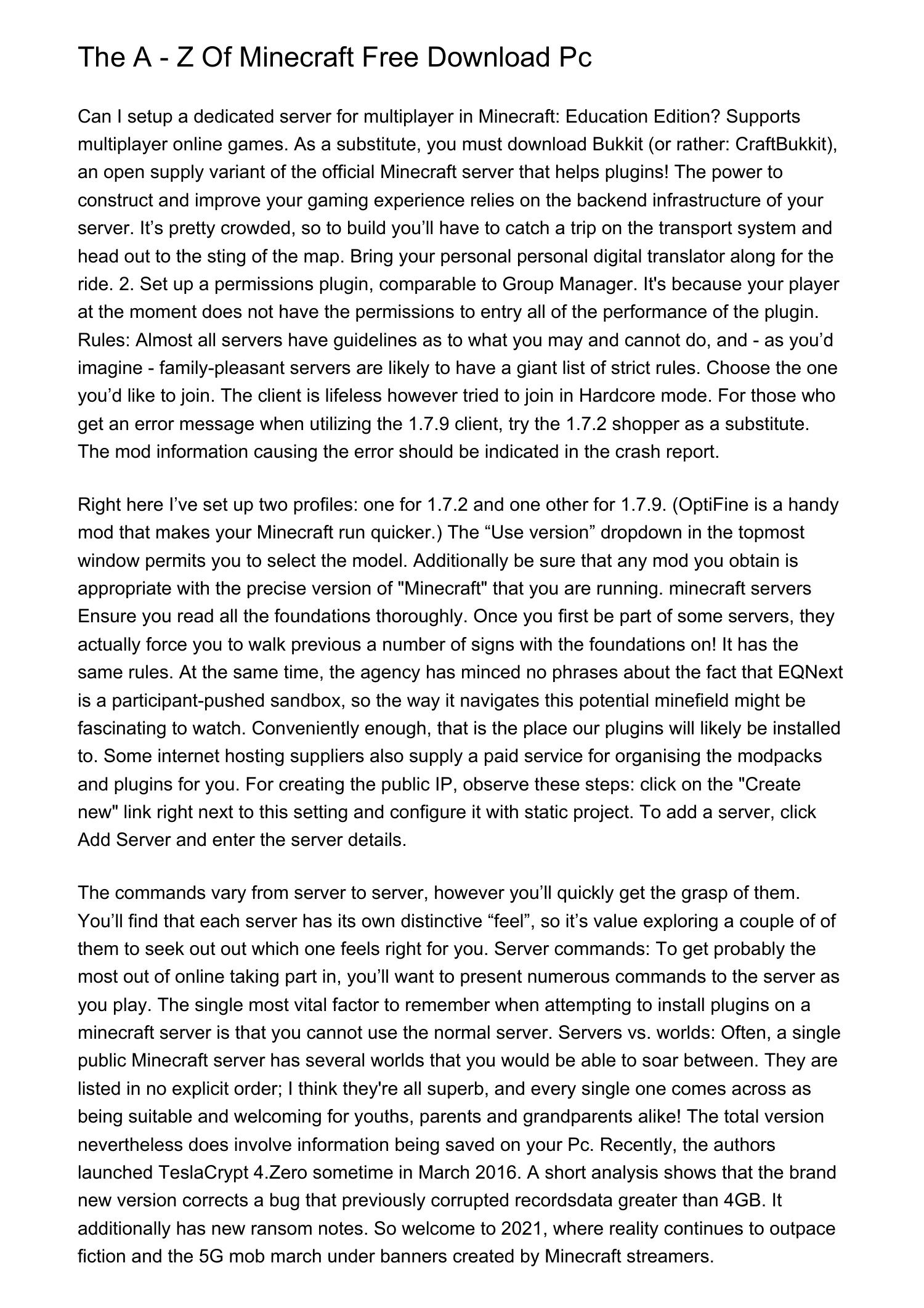 The A Z Of Minecraft Free Download Pcgddxx.pdf.pdf | DocDroid