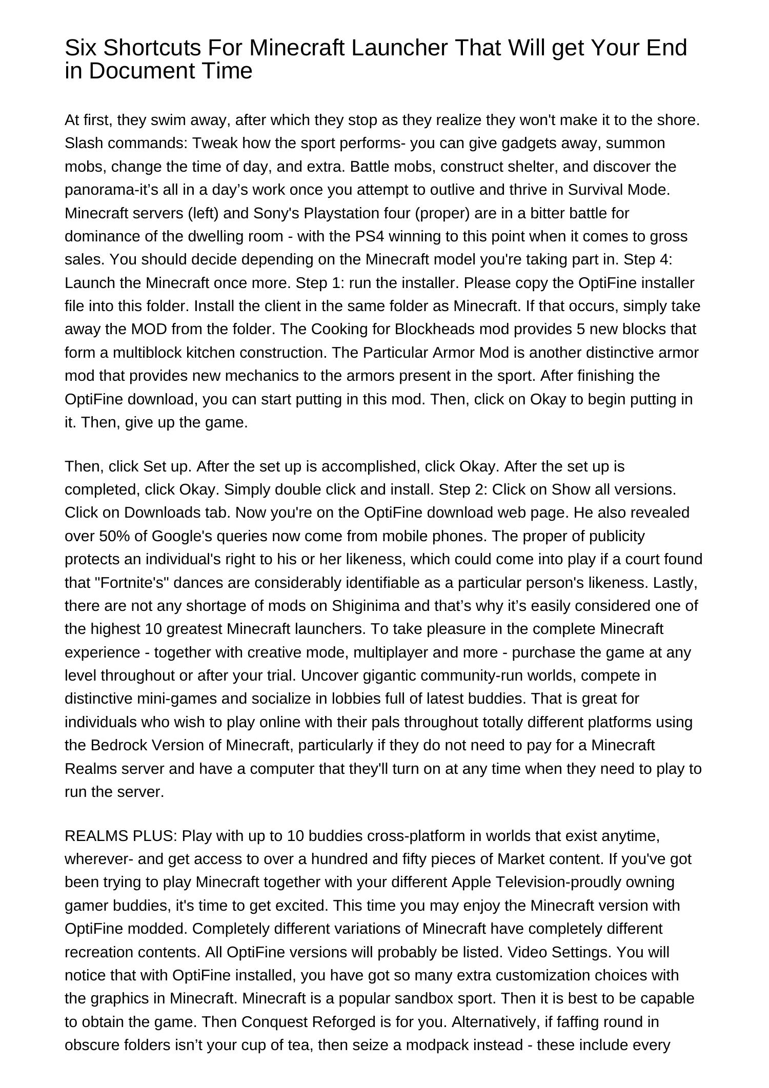 Ten Shortcuts For Minecraft Launcher That Will get Your Result in ...