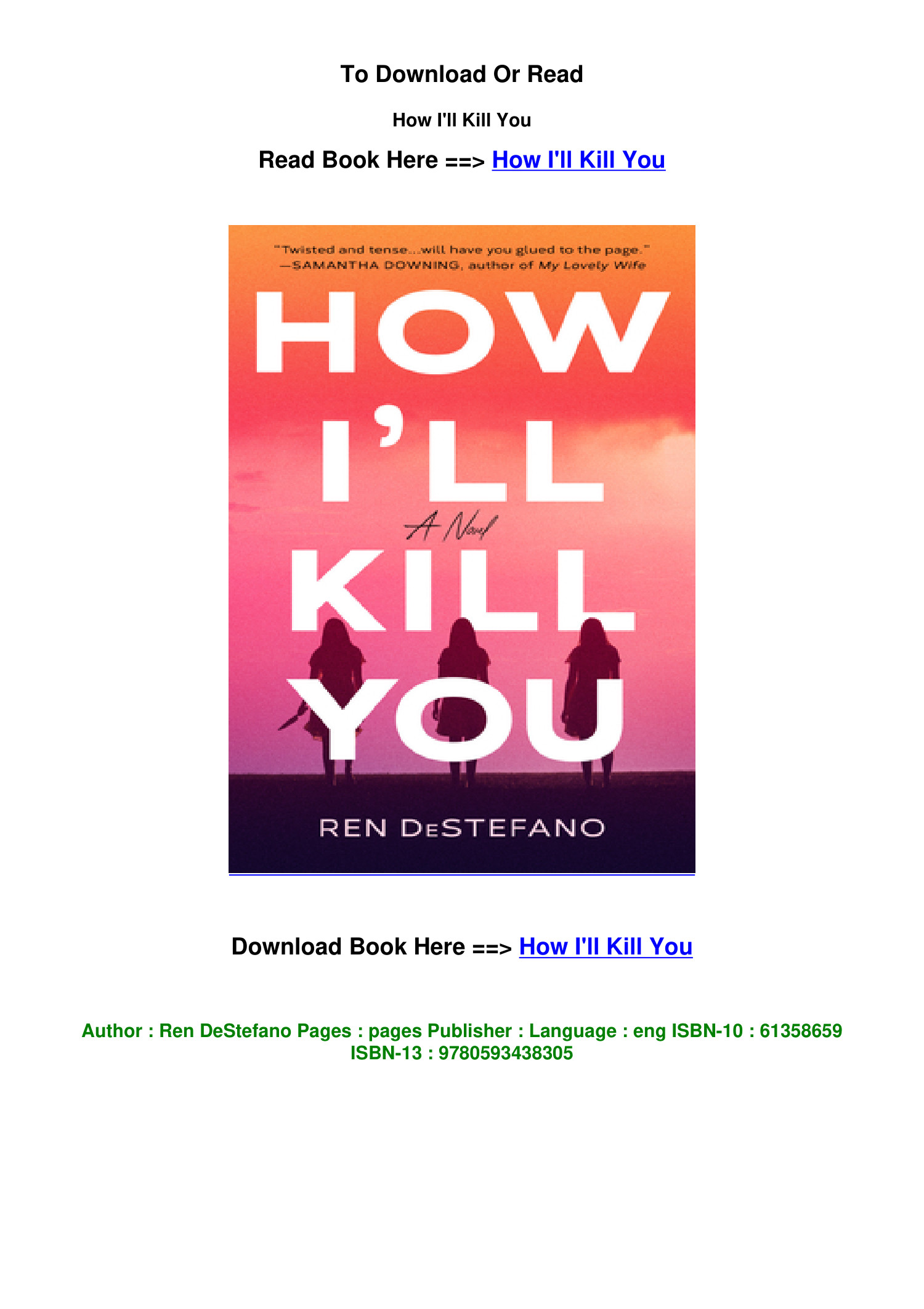 download ePub How I ll Kill You by Ren DeStefano.pdf | DocDroid