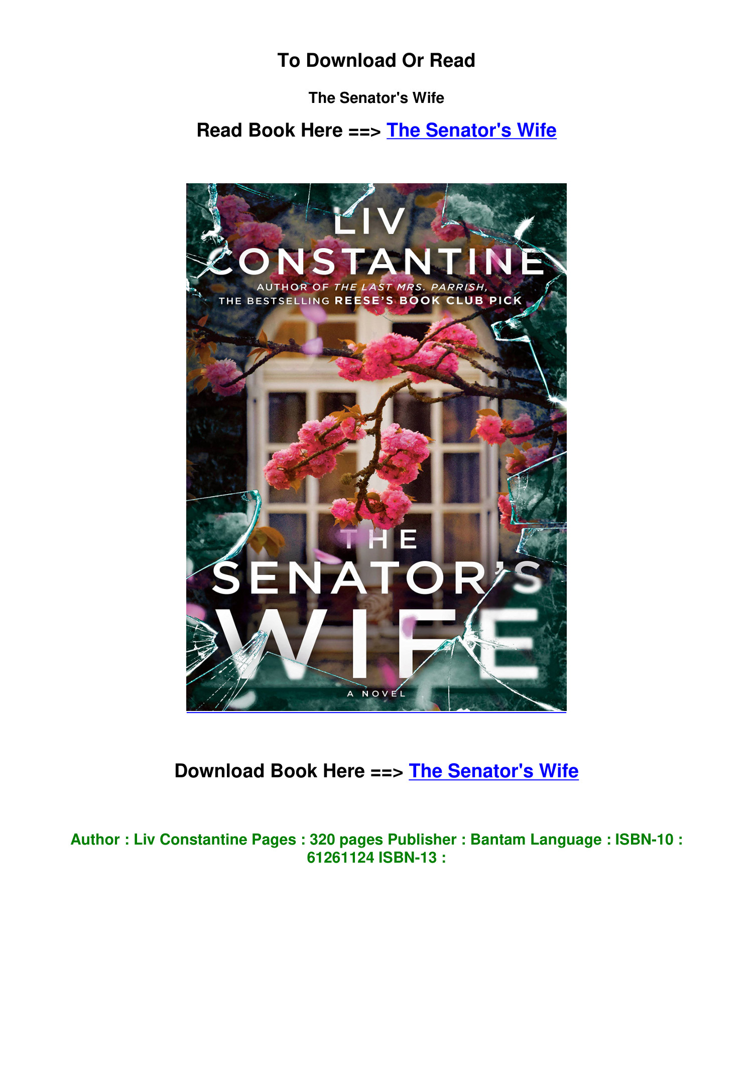 epub DOWNLOAD The Senator s Wife by Liv Constantine.pdf | DocDroid