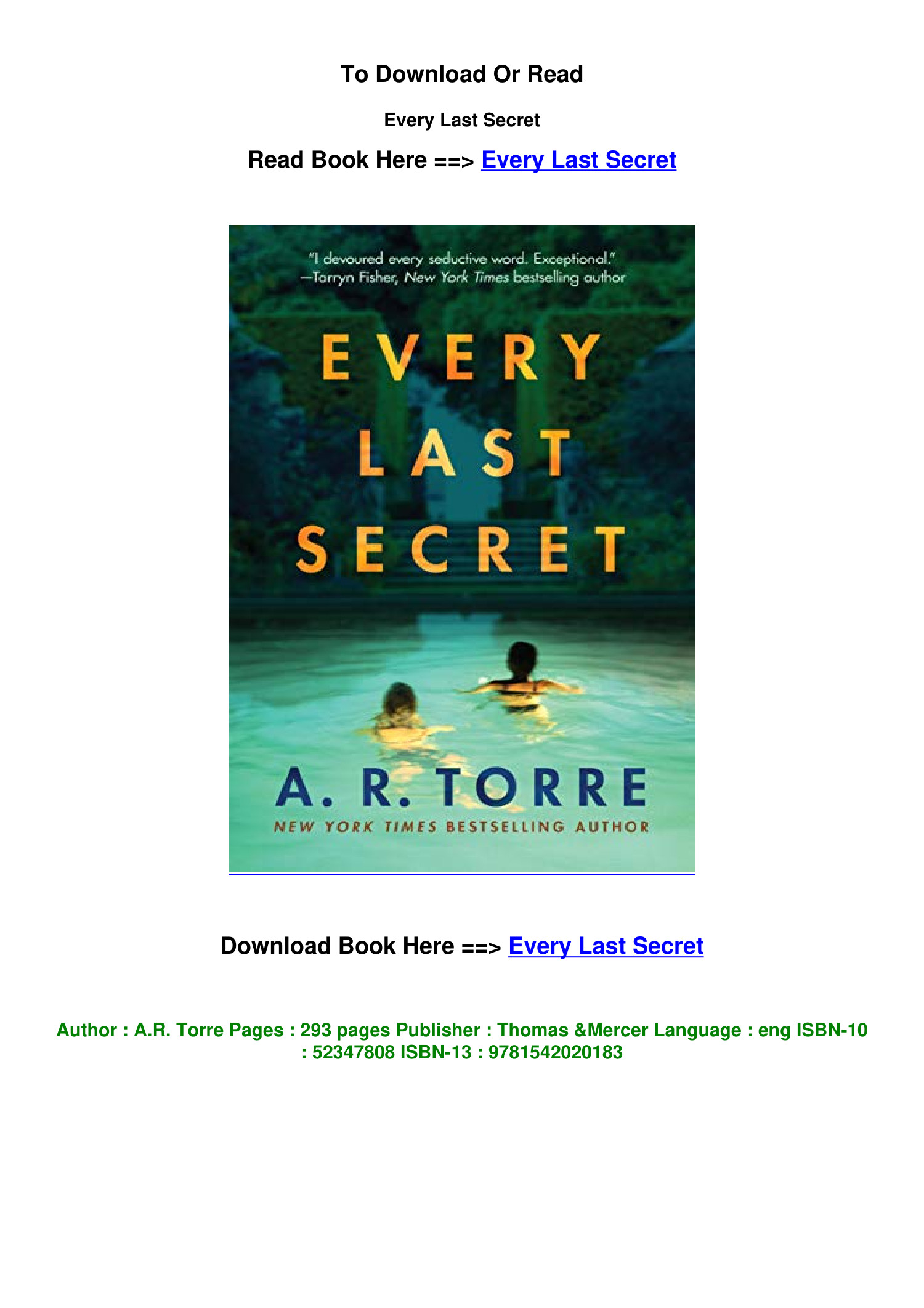 Pdf Download Every Last Secret By A R Torre.pdf | DocDroid