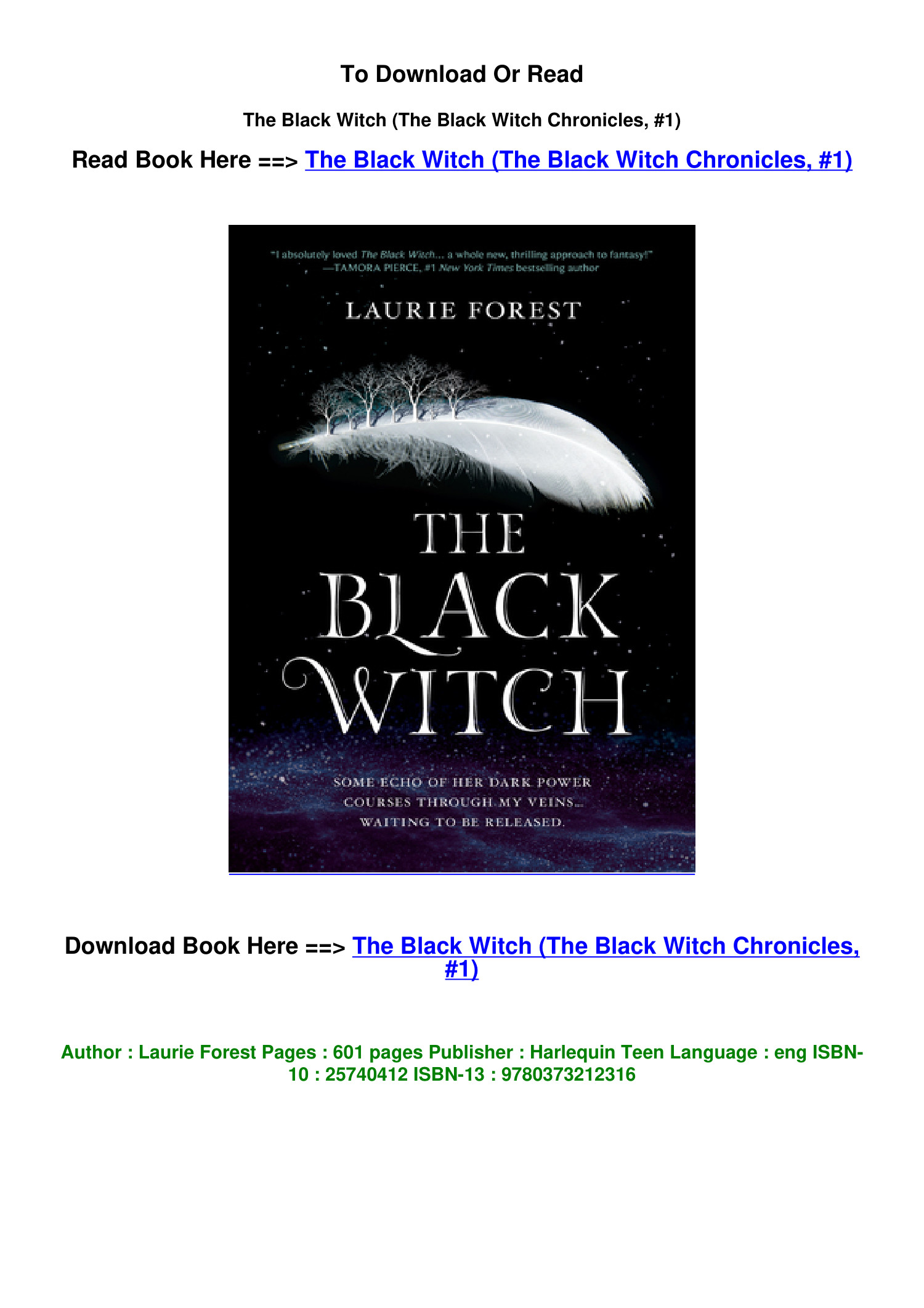 EPUB Download The Black Witch The Black Witch Chronicles 1 BY Laurie Forest.pdf | DocDroid
