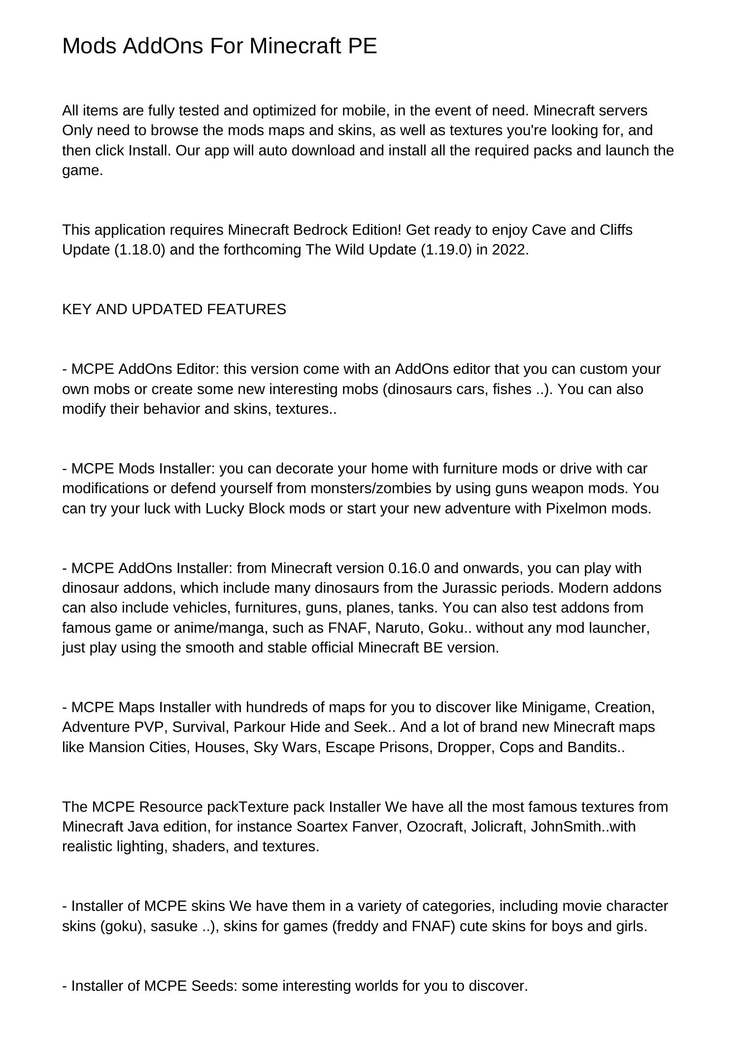 Mods AddOns For Minecraft PEzjrmu.pdf.pdf | DocDroid