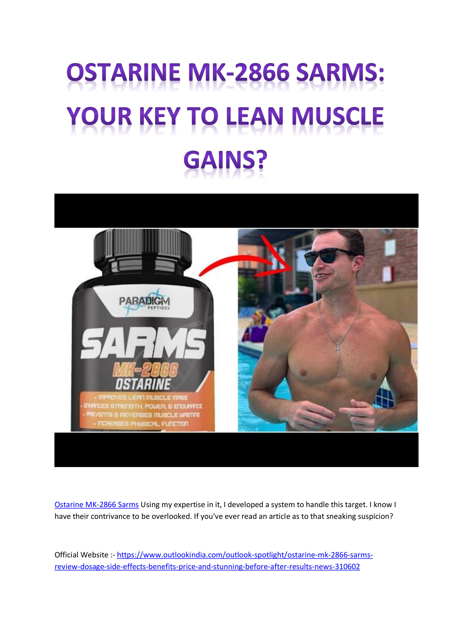 Ostarine MK-2866 SARM – Paradigm Peptides - verloop.io