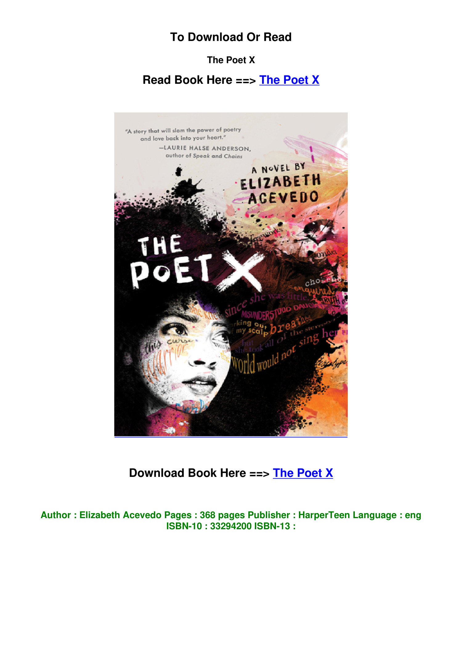 Download pdf The Poet X By Elizabeth Acevedo.pdf | DocDroid