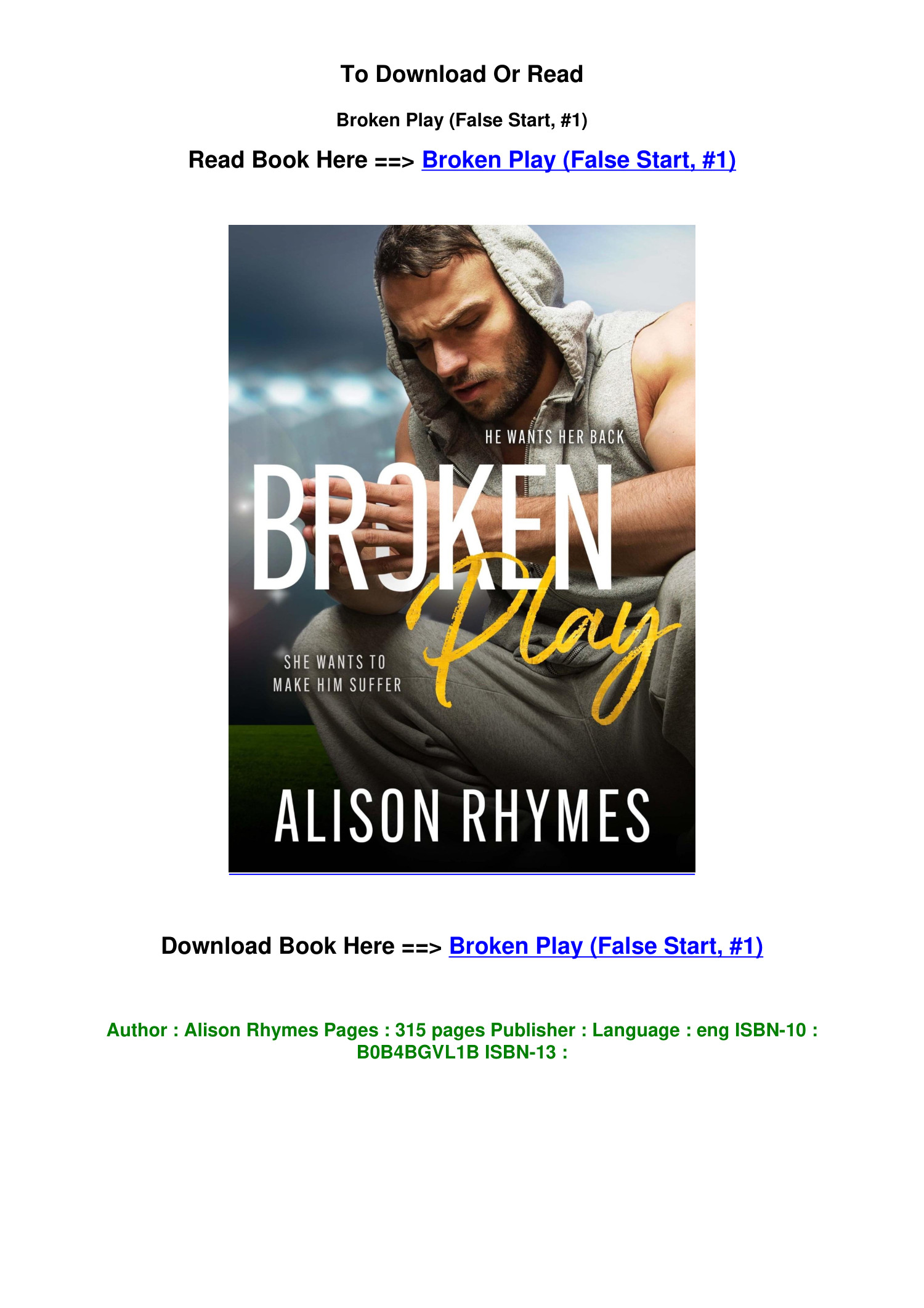 ePub Download Broken Play False Start 1 By Alison Rhymes.pdf | DocDroid