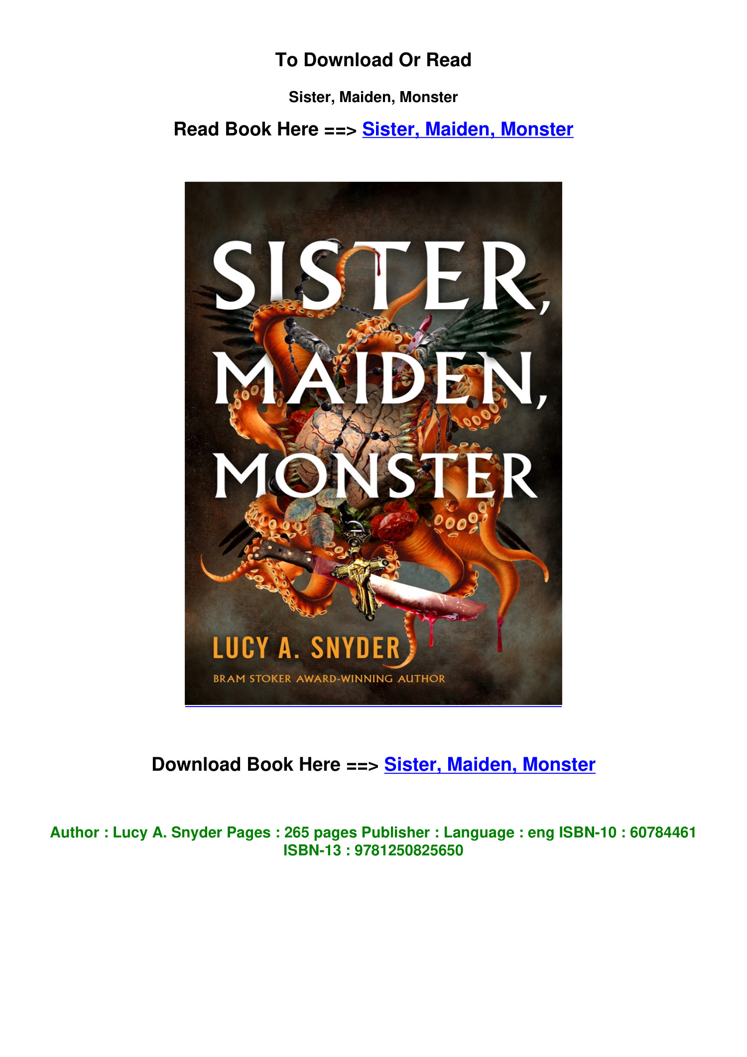 download EPub Sister Maiden Monster by Lucy A Snyder.pdf | DocDroid