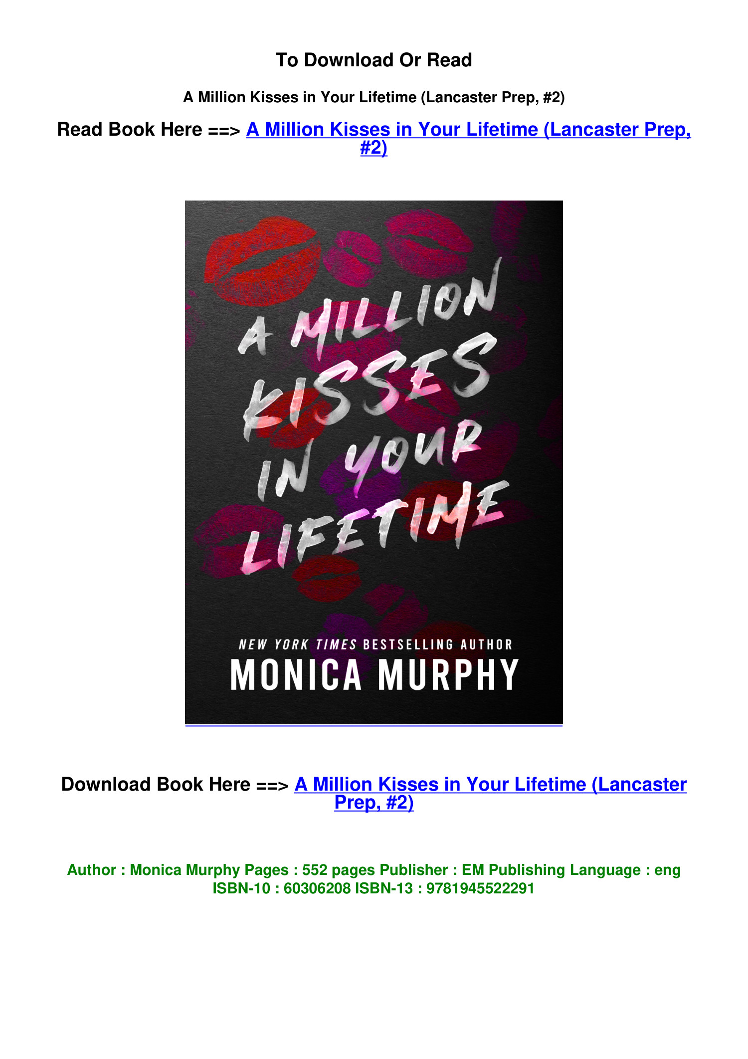 Download EPUB A Million Kisses in Your Lifetime Lancaster Prep 2 BY .pdf | DocDroid