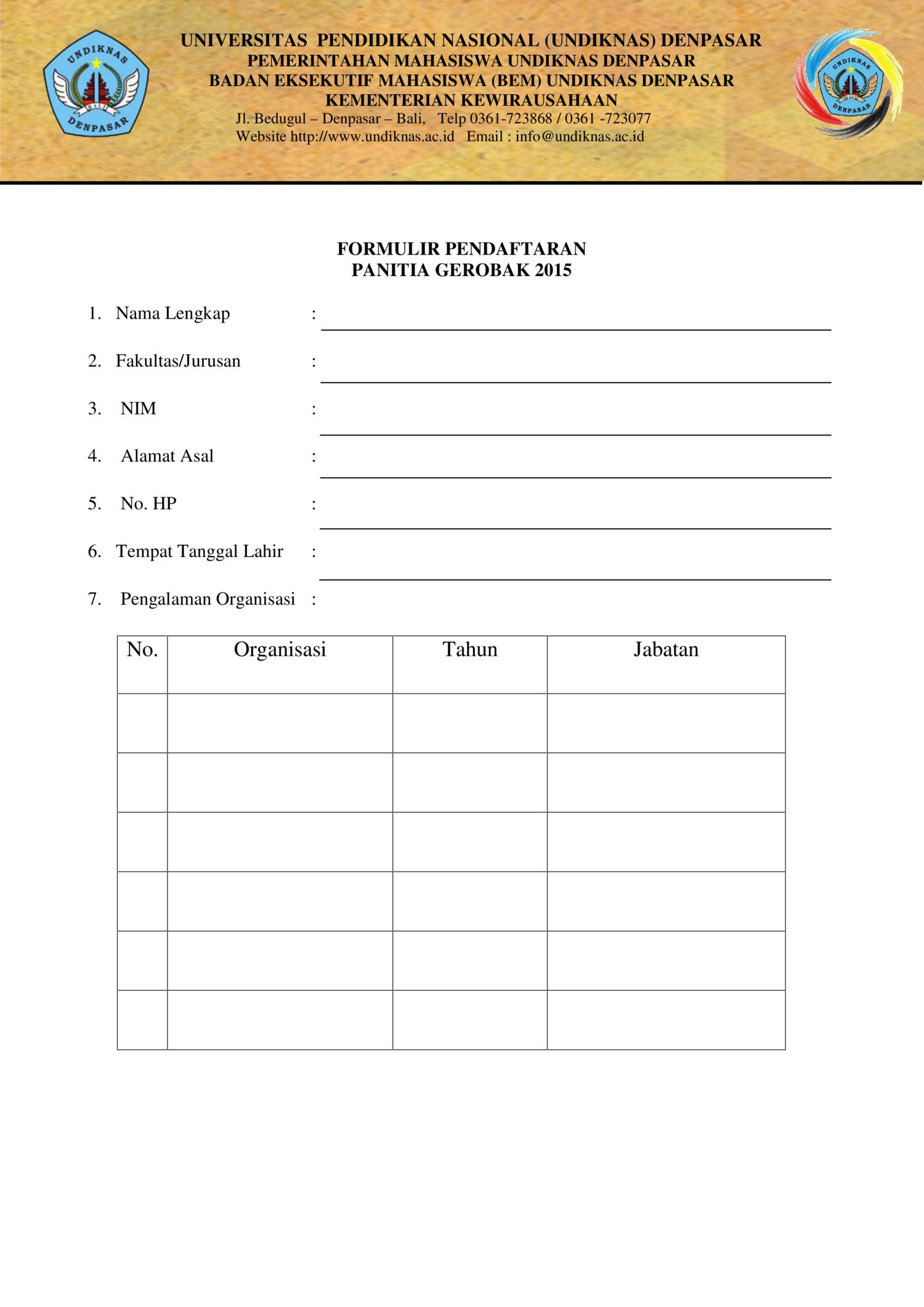 Contoh Formulir Keanggotaan Koperasi