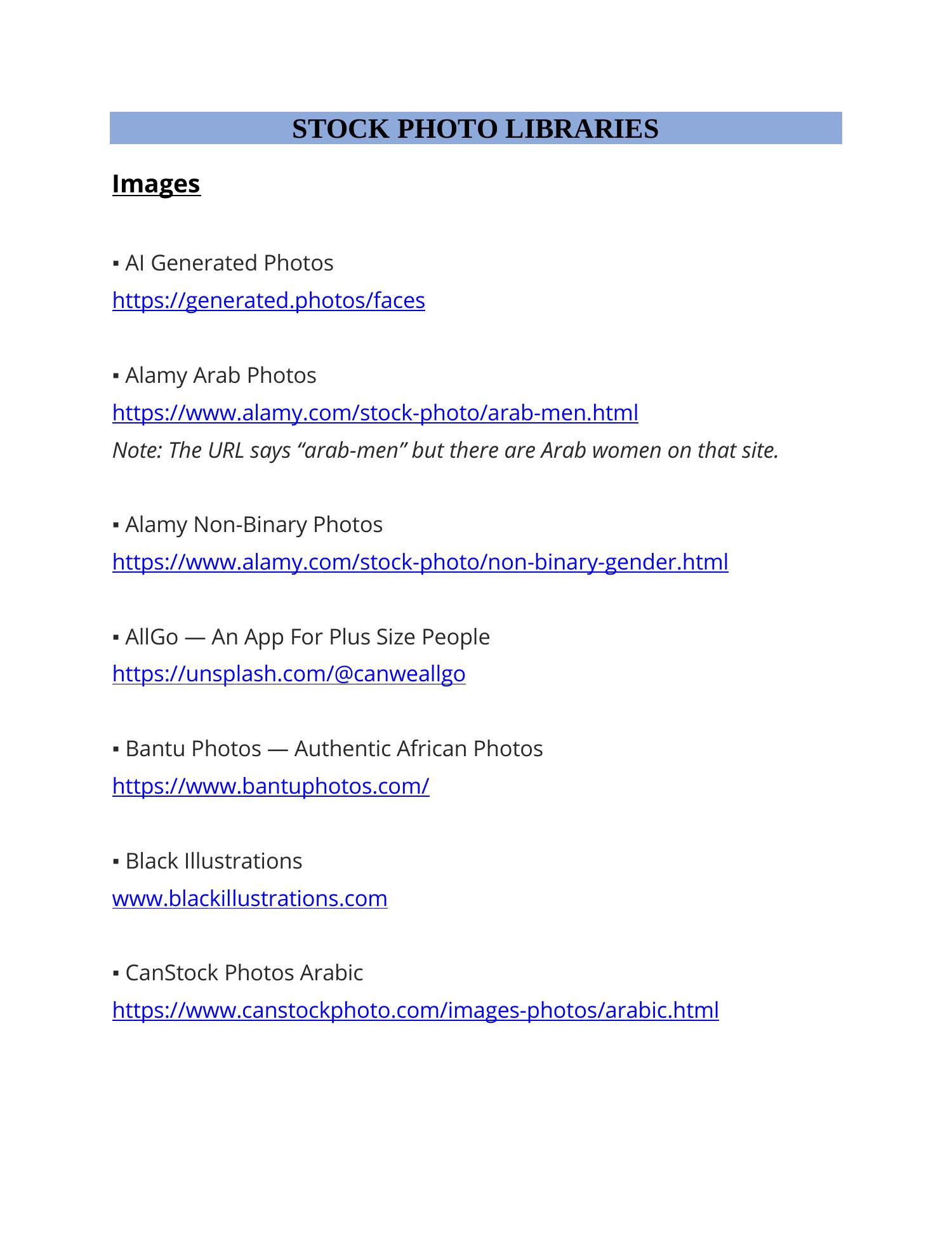 Stock Photo Libraries.docx | DocDroid
