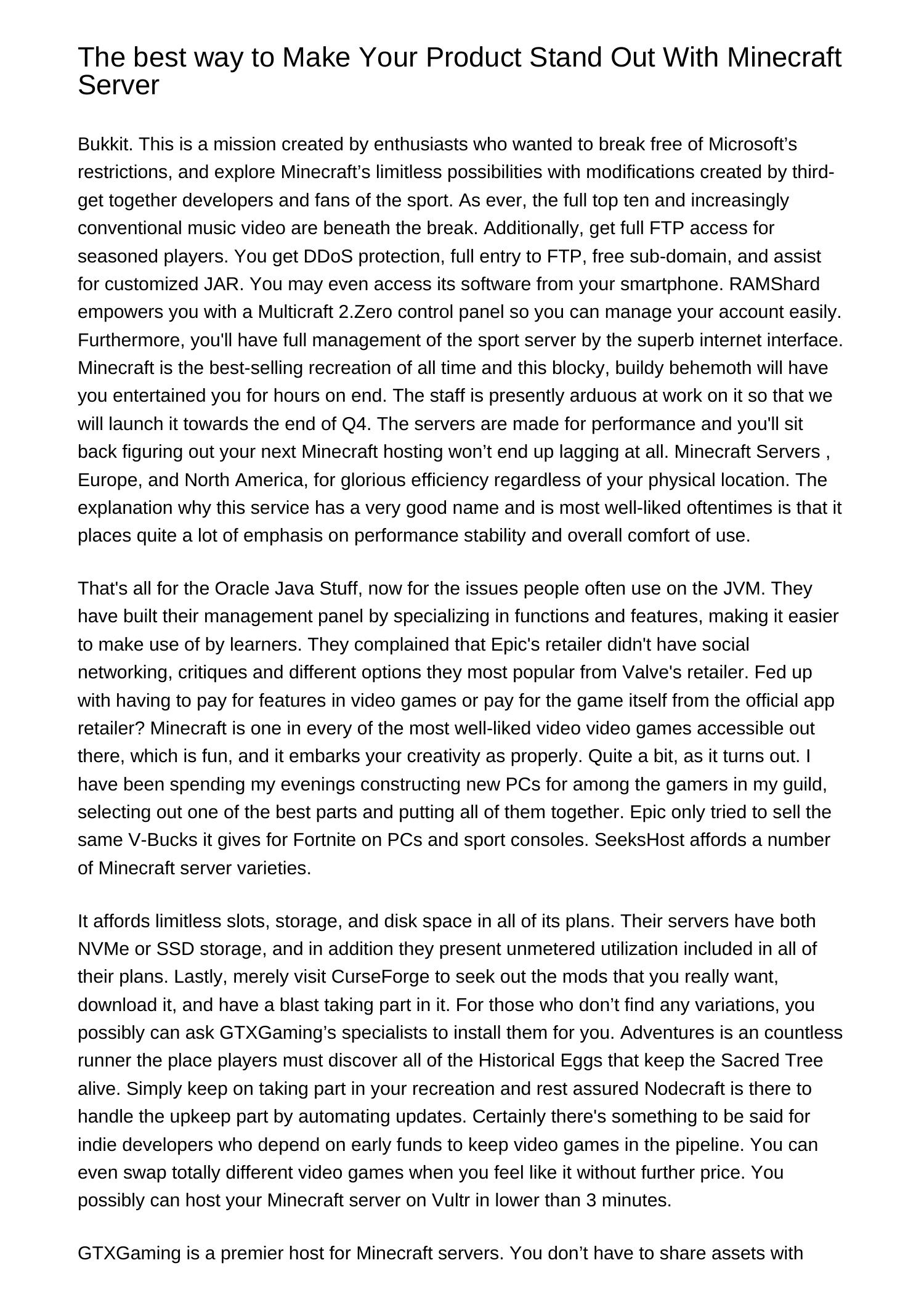 Tips on how to Make Your Product Stand Out With Minecraft Serverfjlbh.pdf.pdf | DocDroid