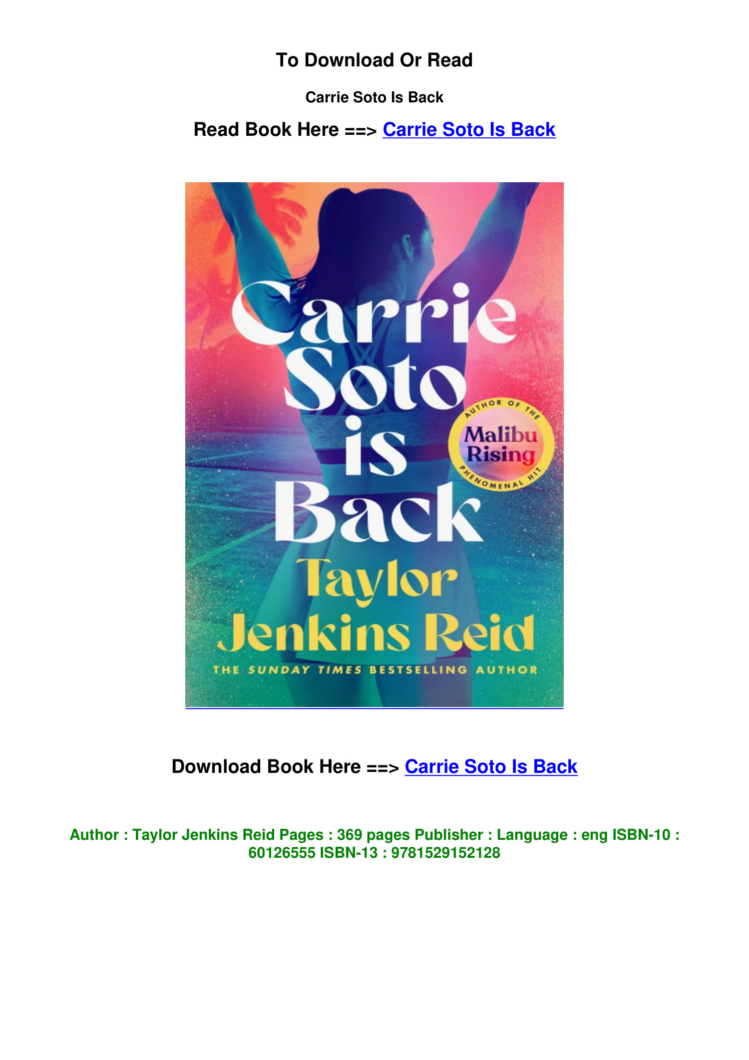 download ePub Carrie Soto Is Back By Taylor Jenkins Reid.pdf | DocDroid
