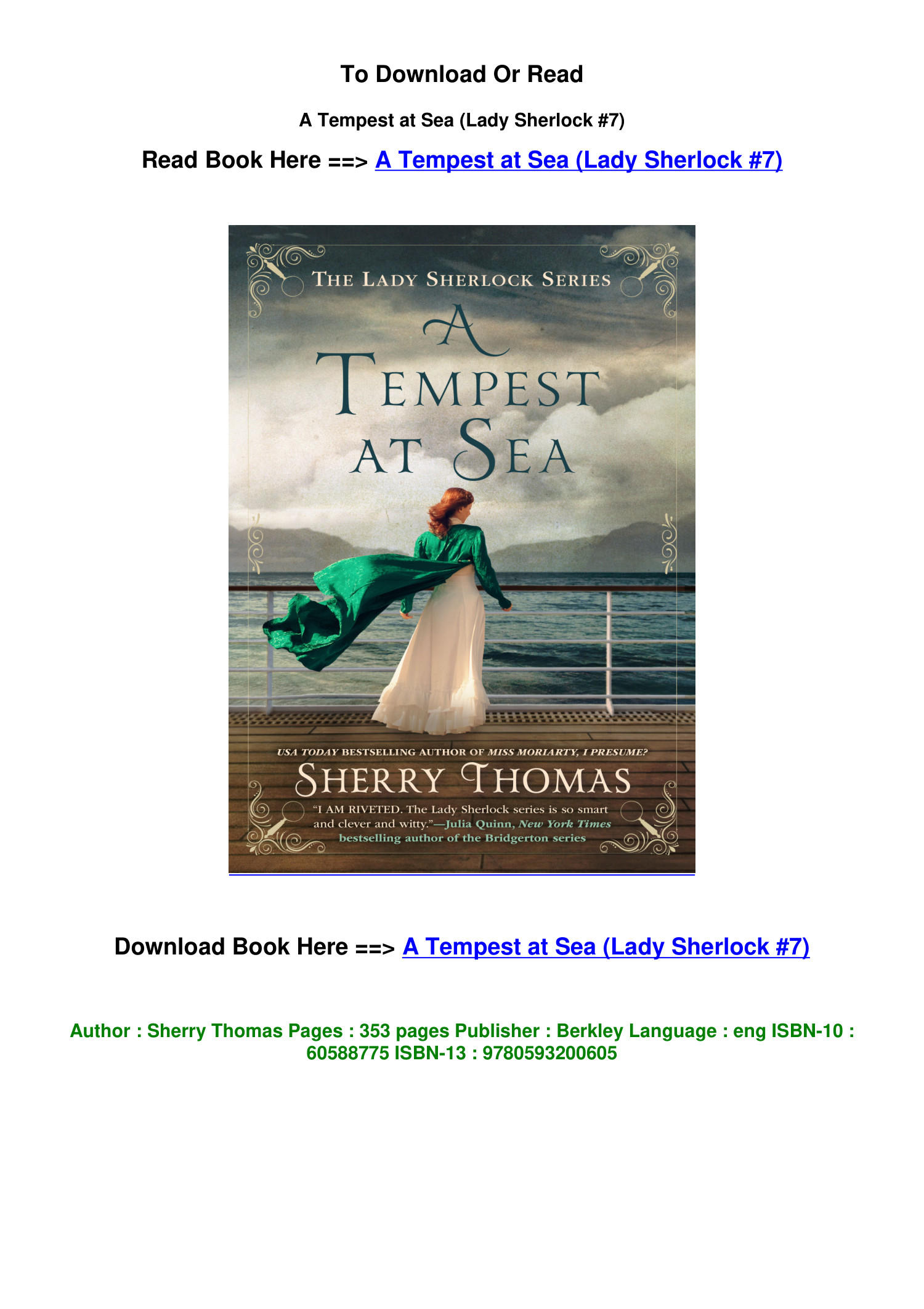 download Pdf A Tempest at Sea Lady Sherlock 7 BY Sherry Thomas.pdf ...