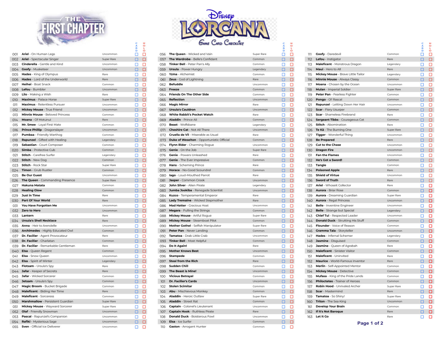LORCANA 1st Chapter Checklist 2023b.pdf | DocDroid