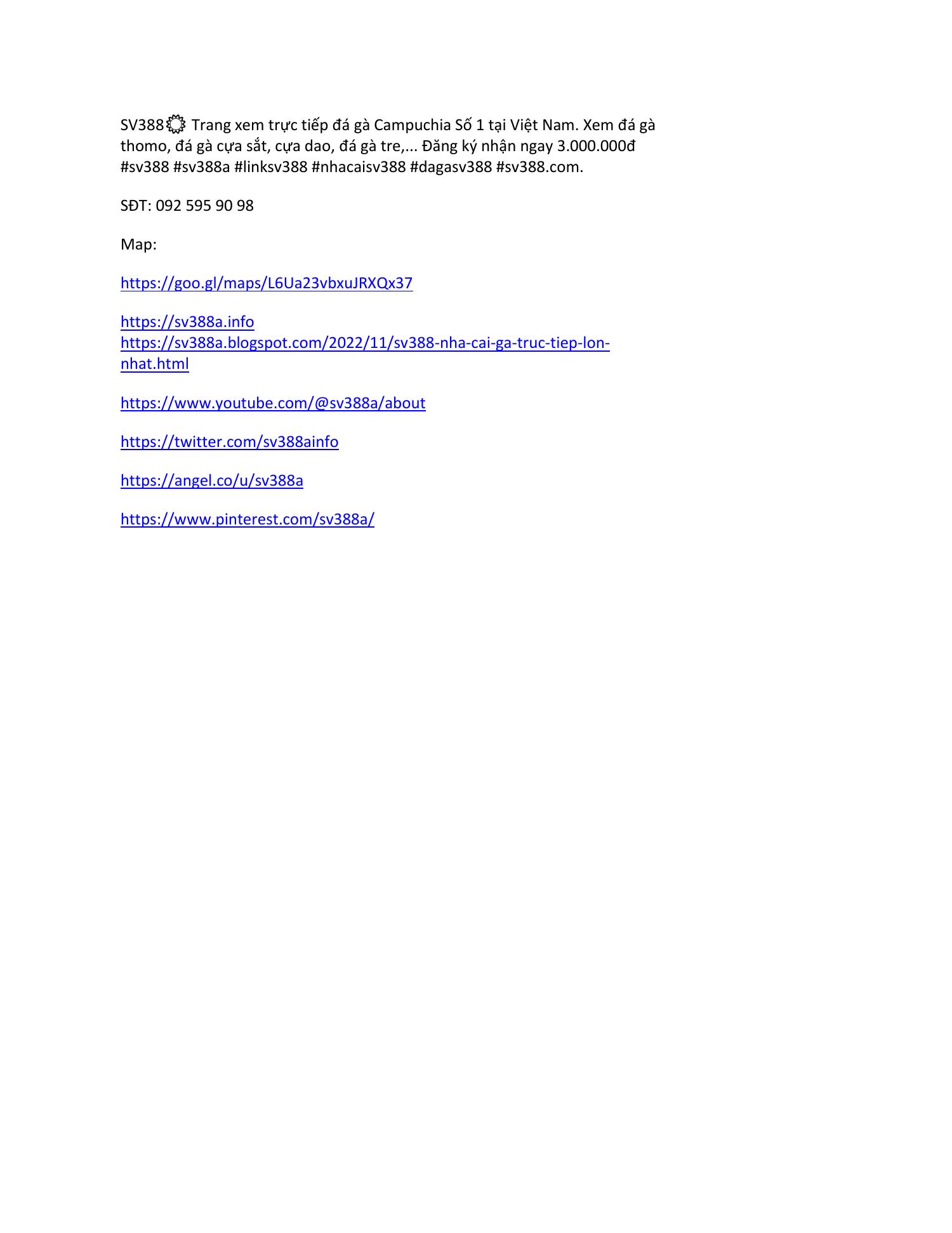 SV388 ☀️ Nhà Cái Đá Gà Trực Tiếp Lớn Nhất Việt Nam.docx | DocDroid