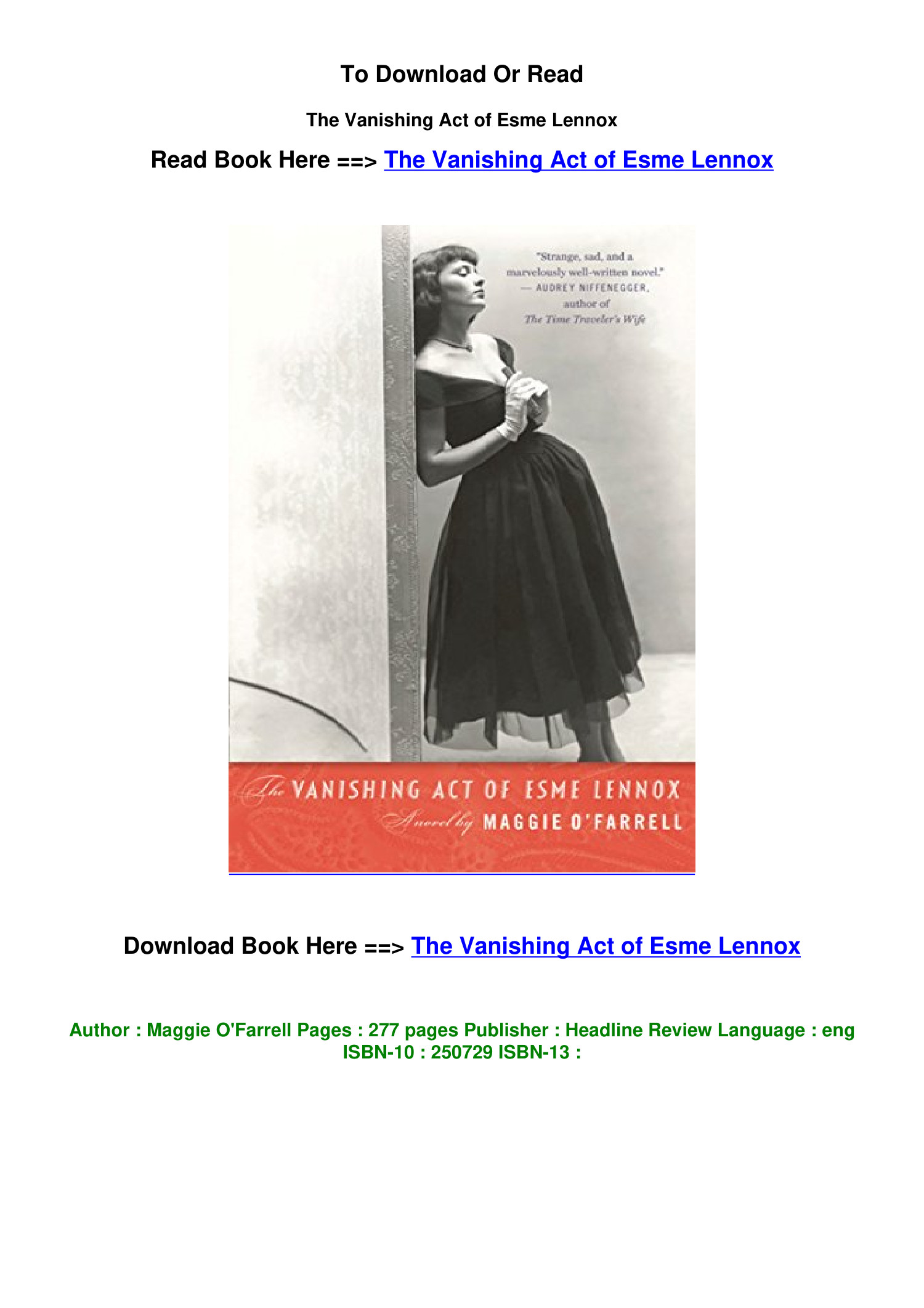 Pdf DOWNLOAD The Vanishing Act of Esme Lennox by Maggie O Farrell.pdf | DocDroid