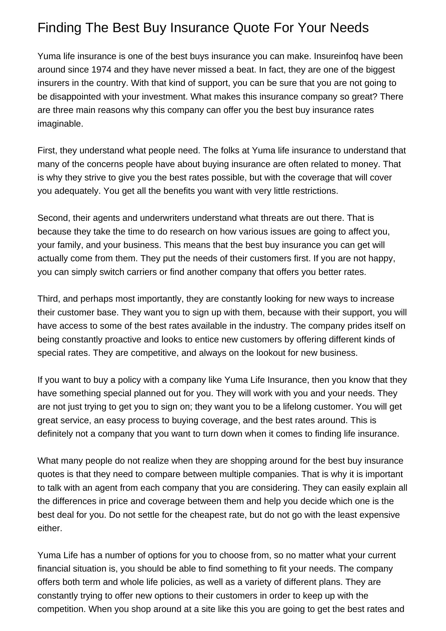 Finding The Best Buy Insurance Quote For Your Needscehse.pdf.pdf | DocDroid