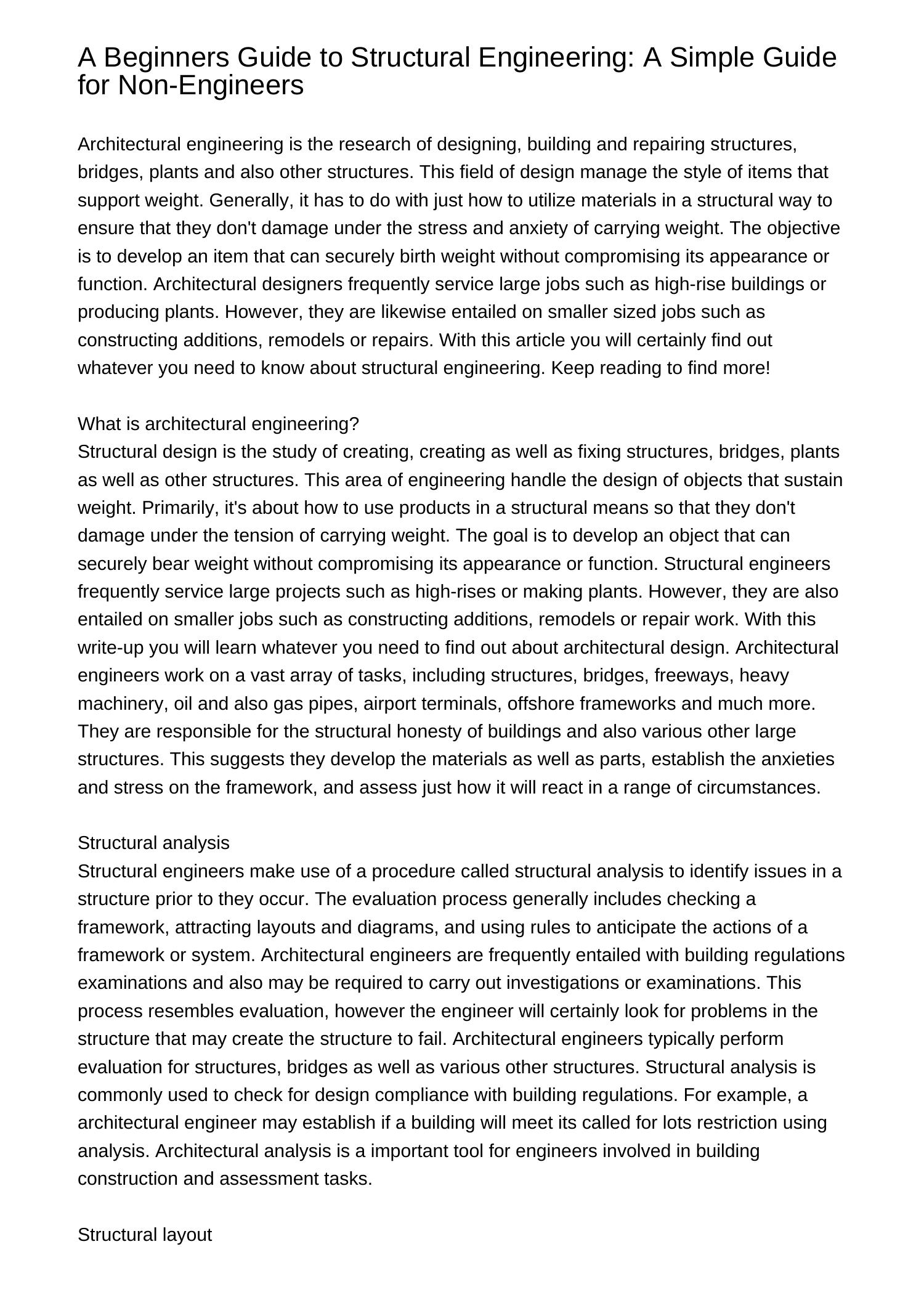 A Beginners Overview to Structural Engineering A Basic Guide for ...