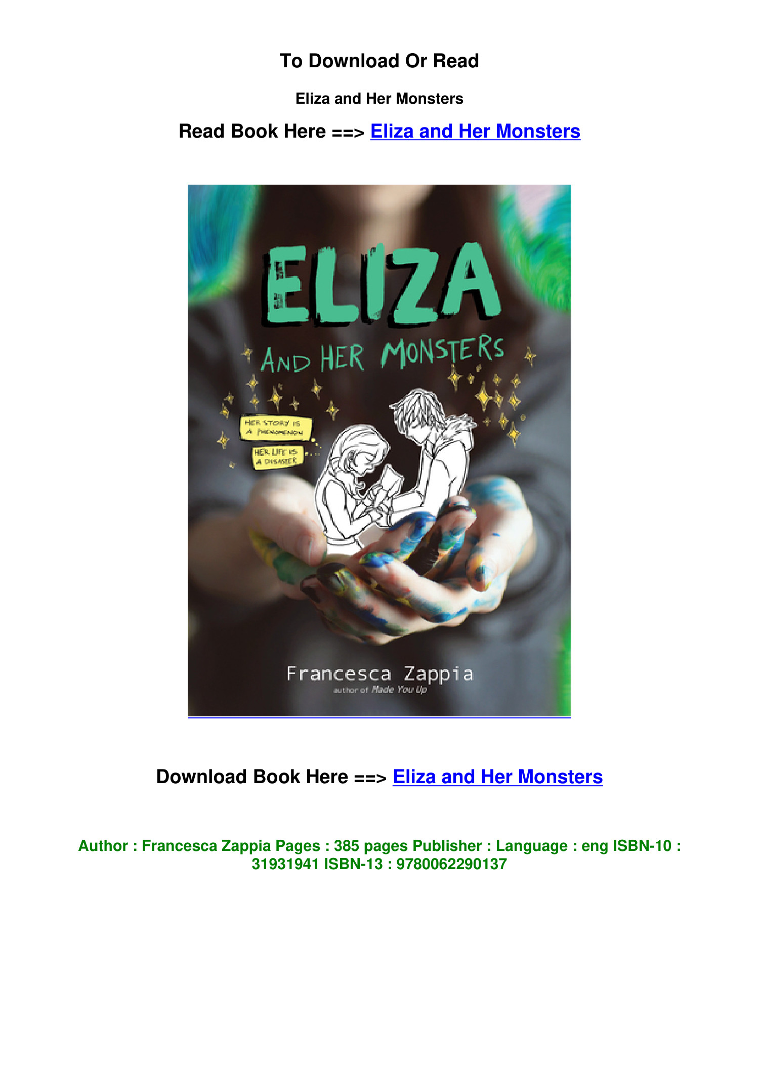 EPUB download Eliza and Her Monsters BY Francesca Zappia.pdf | DocDroid