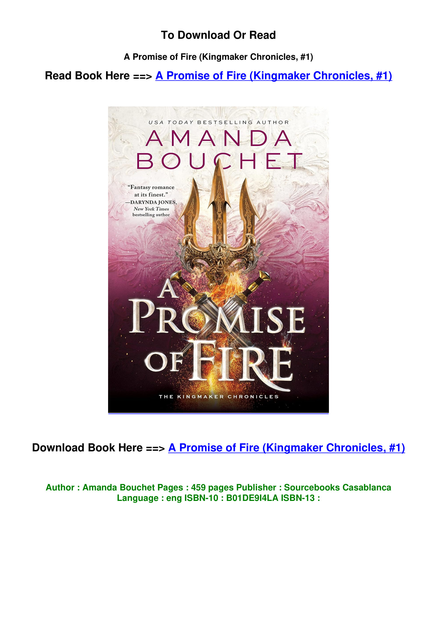 EPub DOWNLOAD A Promise of Fire Kingmaker Chronicles 1 by Amanda ...
