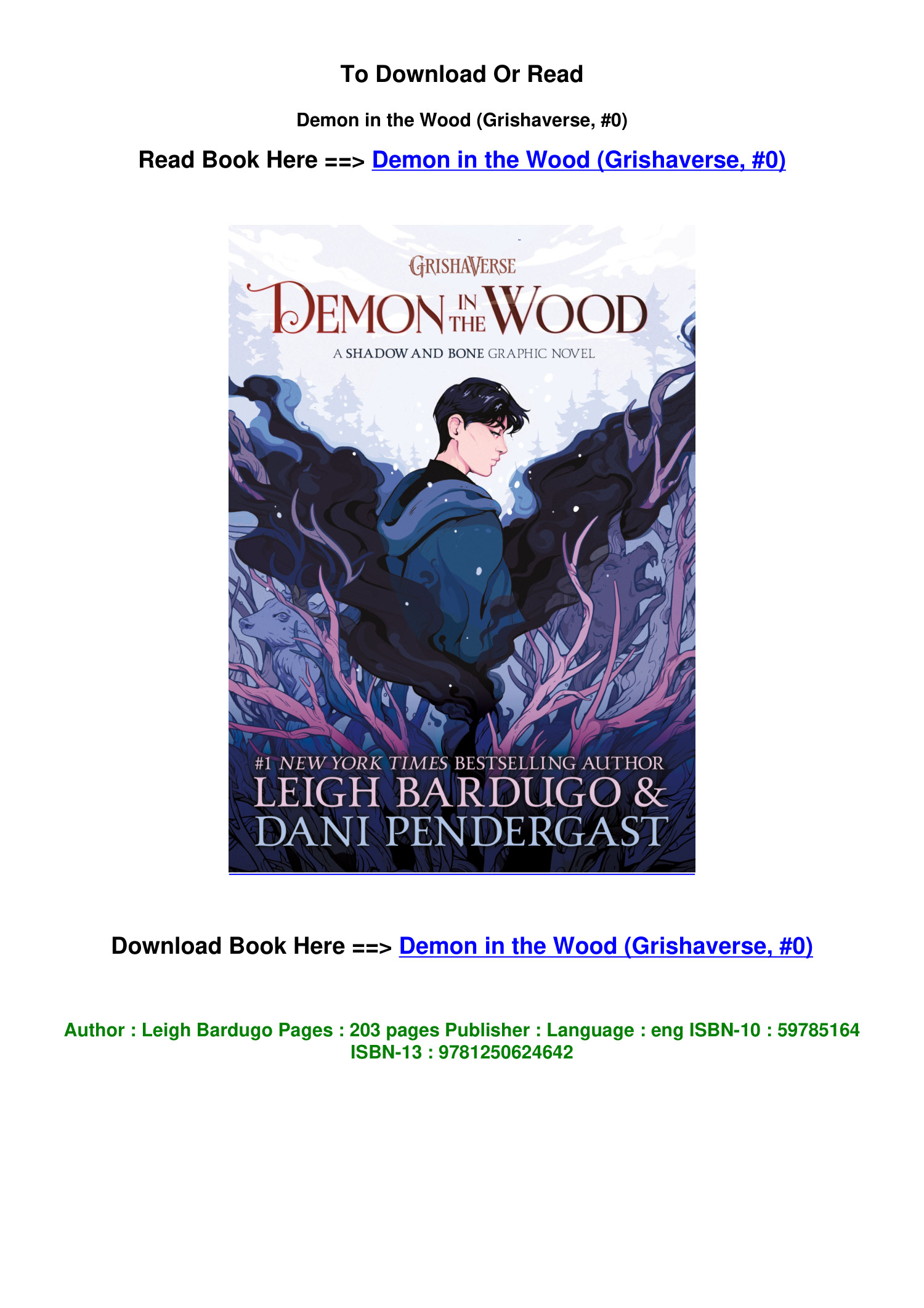 DOWNLOAD epub Demon in the Wood Grishaverse 0 by Leigh Bardugo.pdf | DocDroid