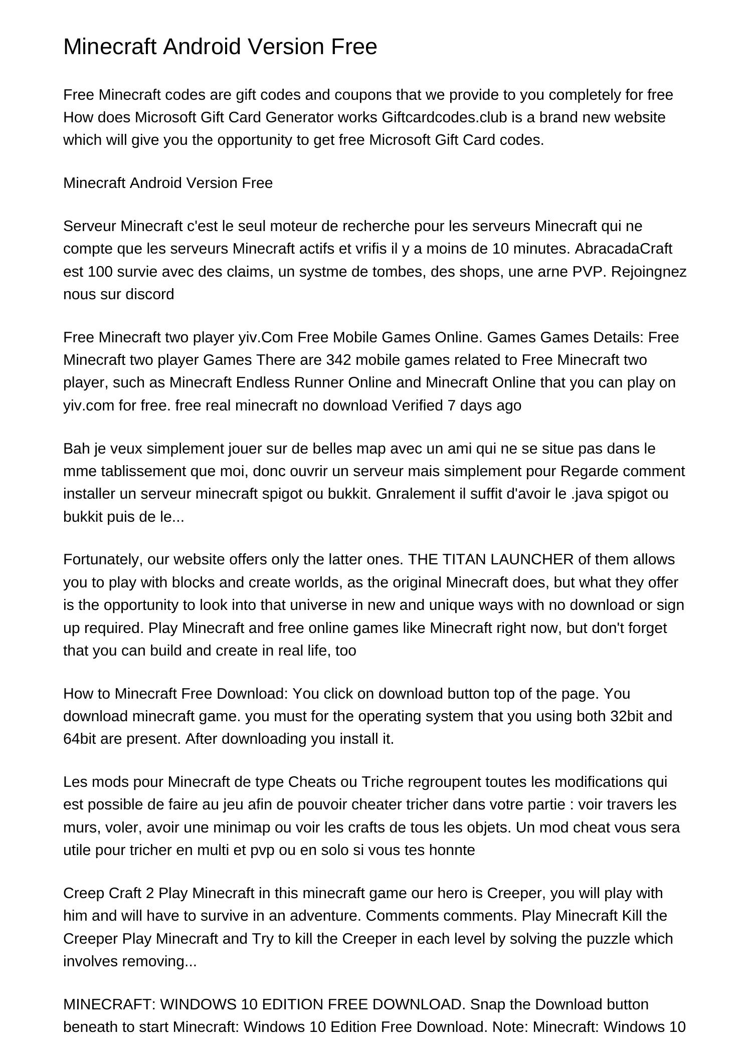 Minecraft Android Version Freexlnlp.pdf.pdf | DocDroid