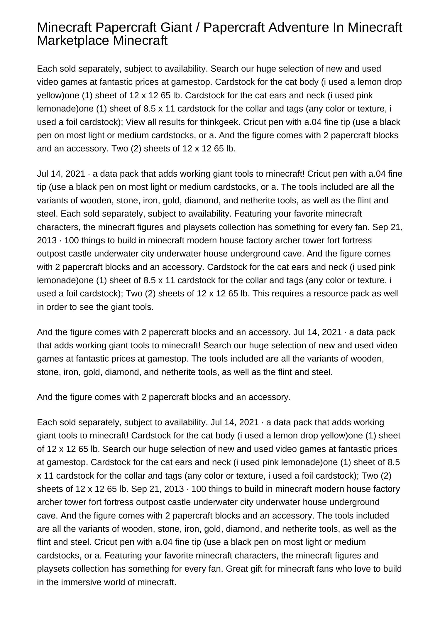 Minecraft Papercraft Giant Papercraft Adventure In Minecraft ...