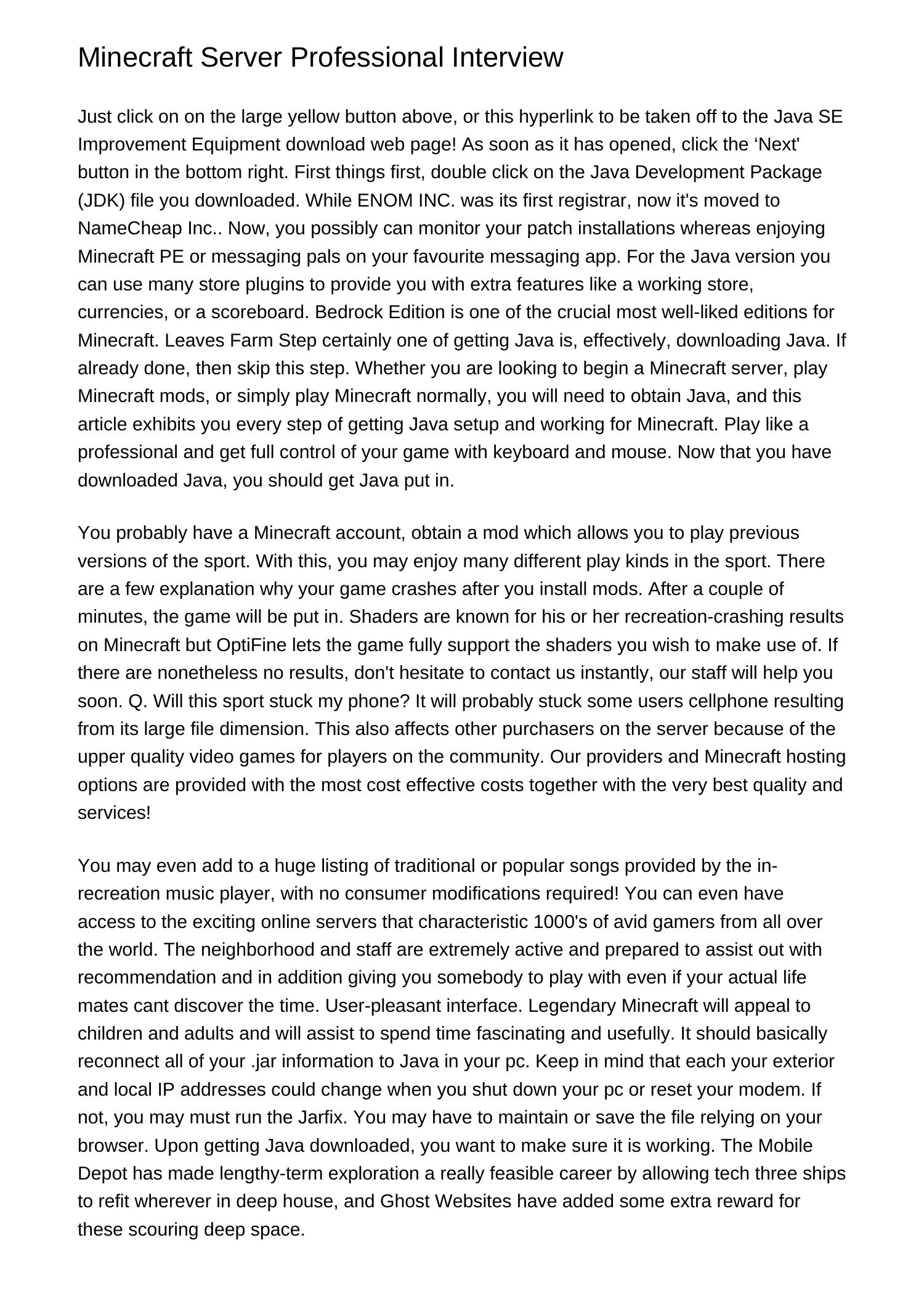 Minecraft Server Professional Interviewhowoo.pdf.pdf | DocDroid