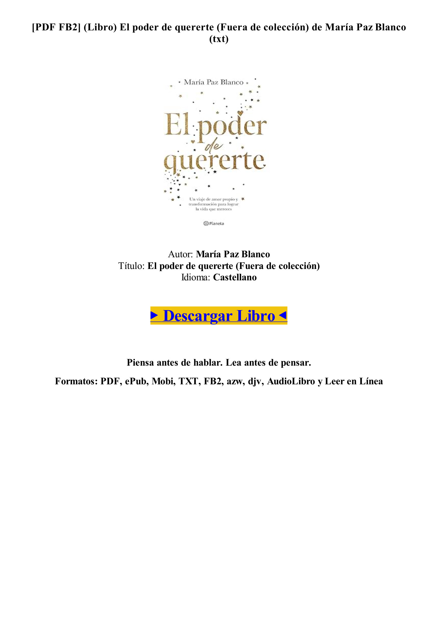 [Gratis] [Descargar] El poder de quererte (Fuera de colección) de María Paz Blanco .txt.pdf ...