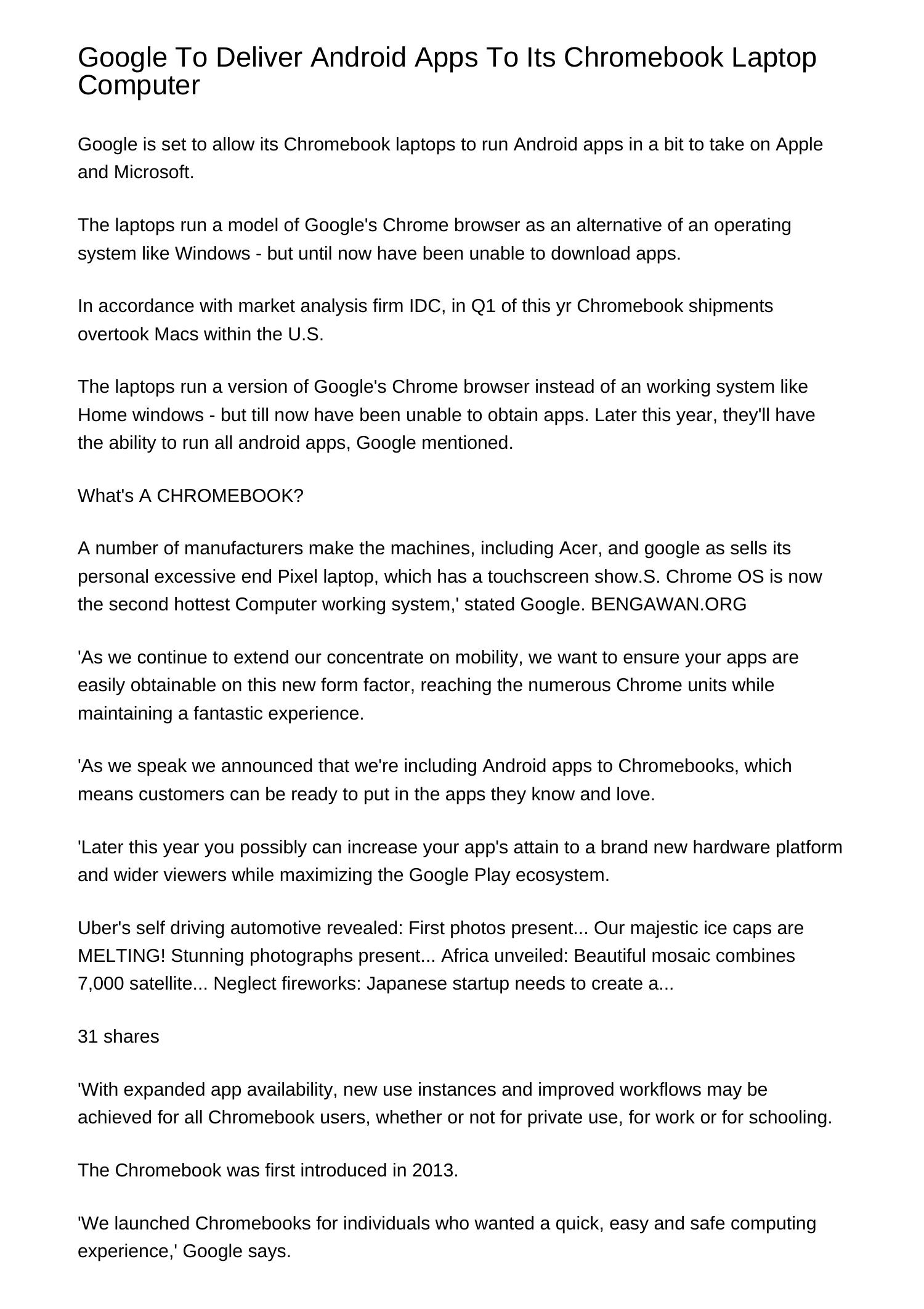 Google To Carry Android Apps To Its Chromebook Laptop Computerlthkc.pdf ...