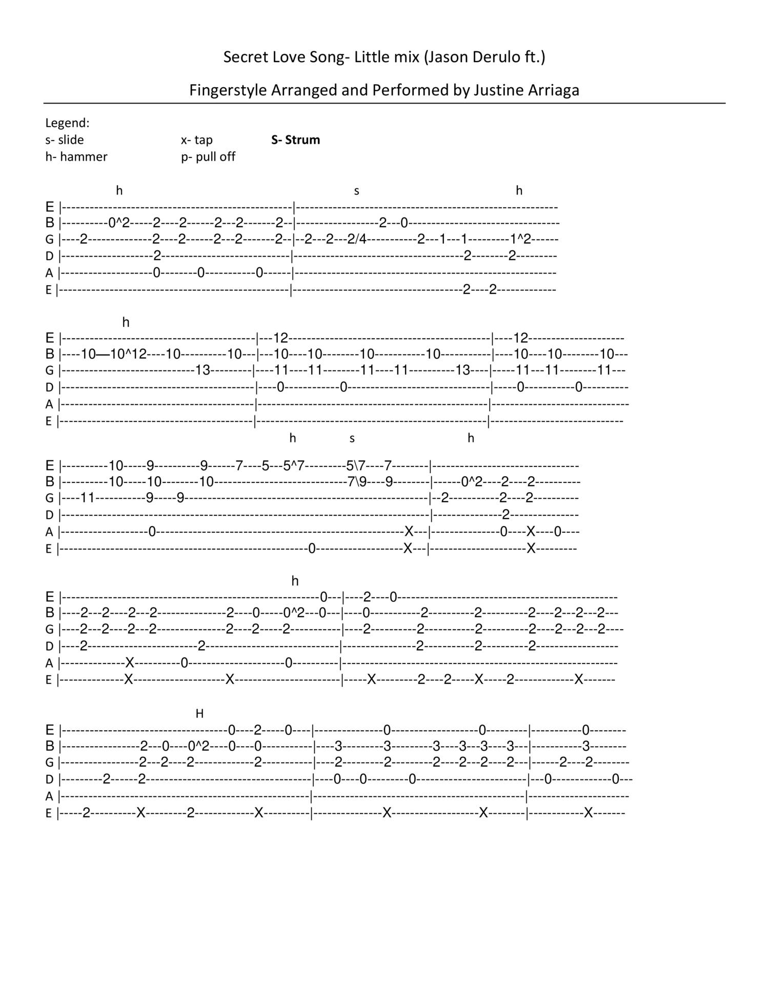 Secret Love Song Fingerstyle Tabs by Justine Arriaga.docx | DocDroid