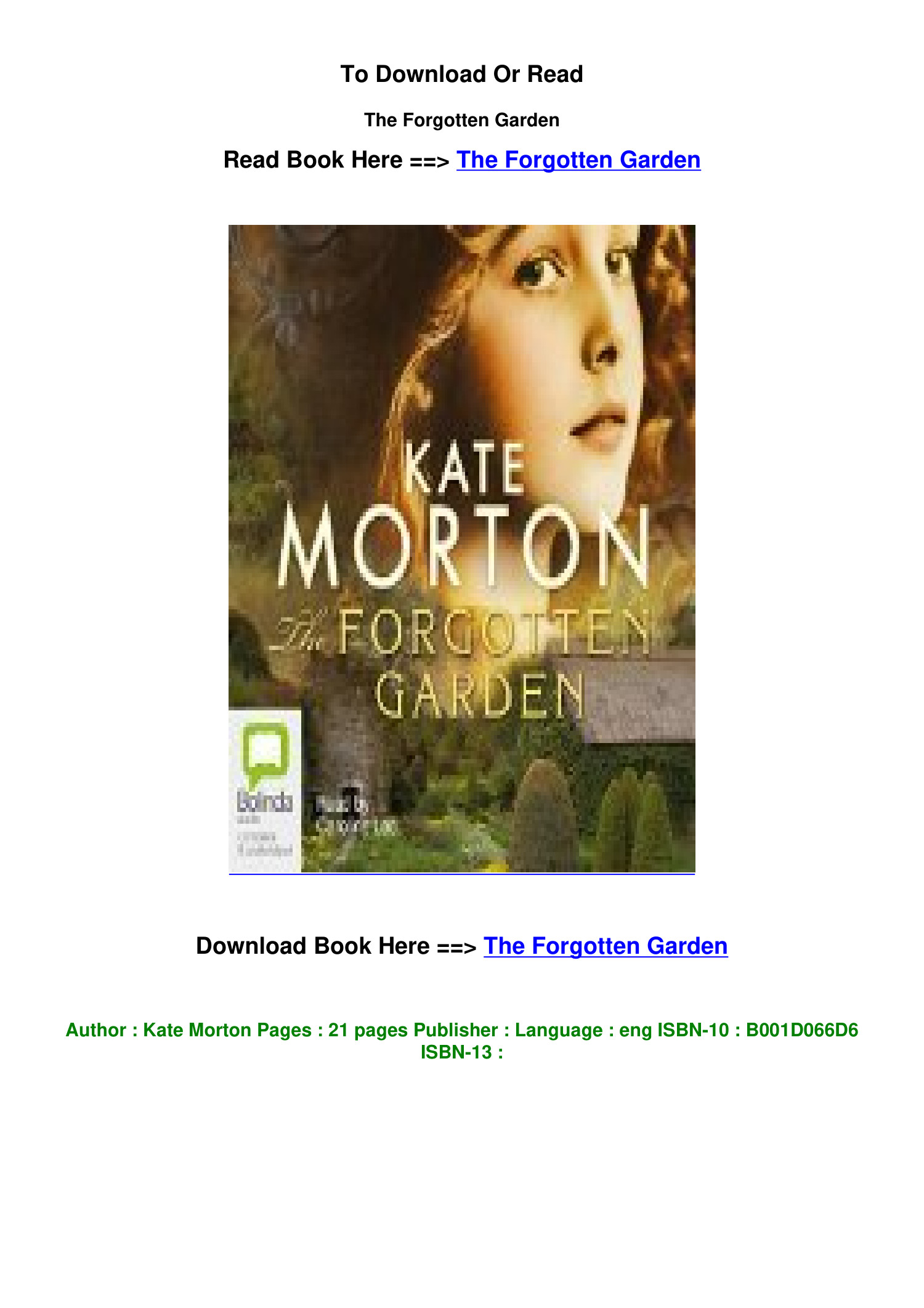 Download ePub The Forgotten Garden by Kate Morton.pdf | DocDroid