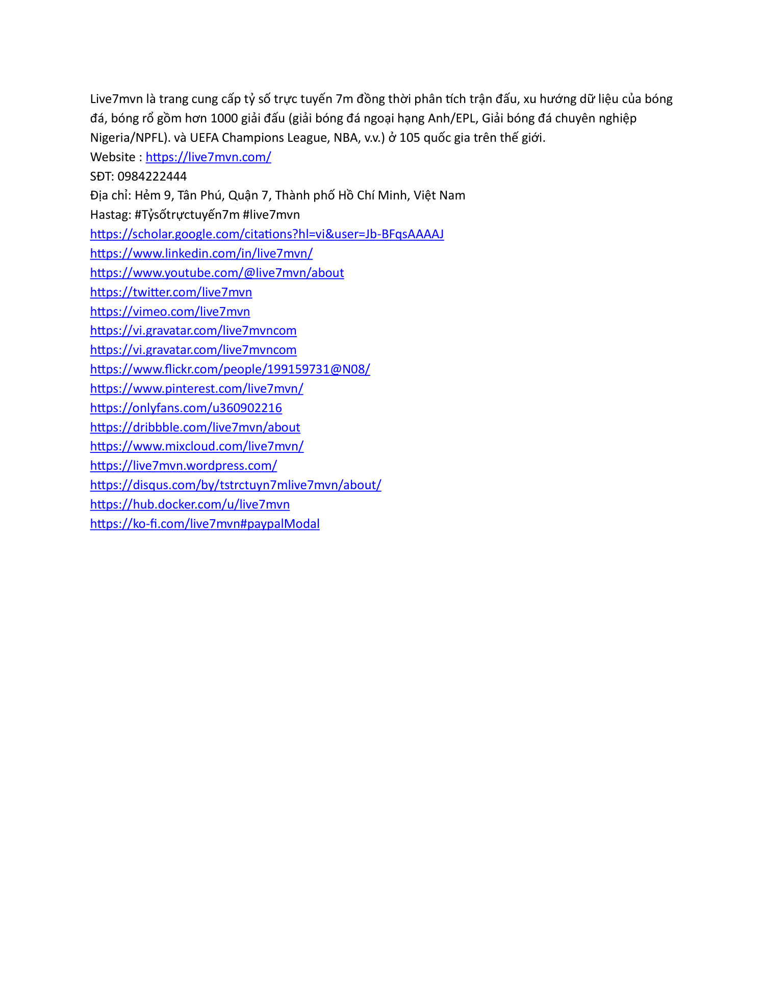 Live7mvn là trang cung cấp tỷ số trực tuyến 7m đồng thời phân tích trận đấu.docx | DocDroid